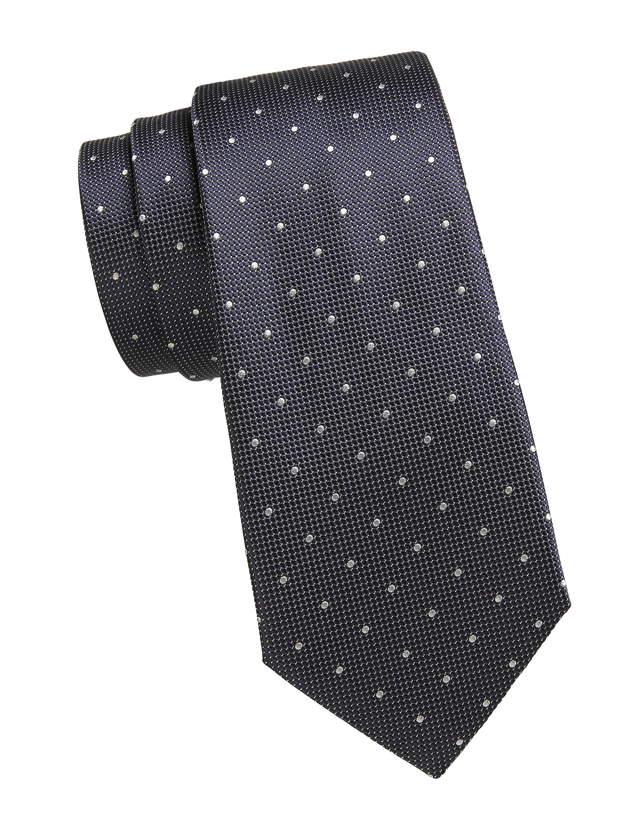 Click here for Canali Mens Micro-Dot Silk Tie - Navy prices