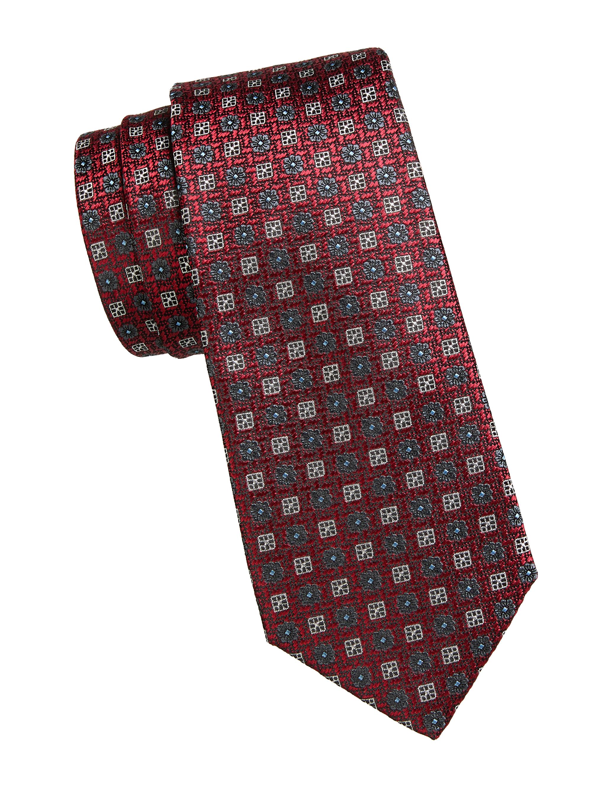 Click here for Canali Mens Medallion Silk Tie - Red prices