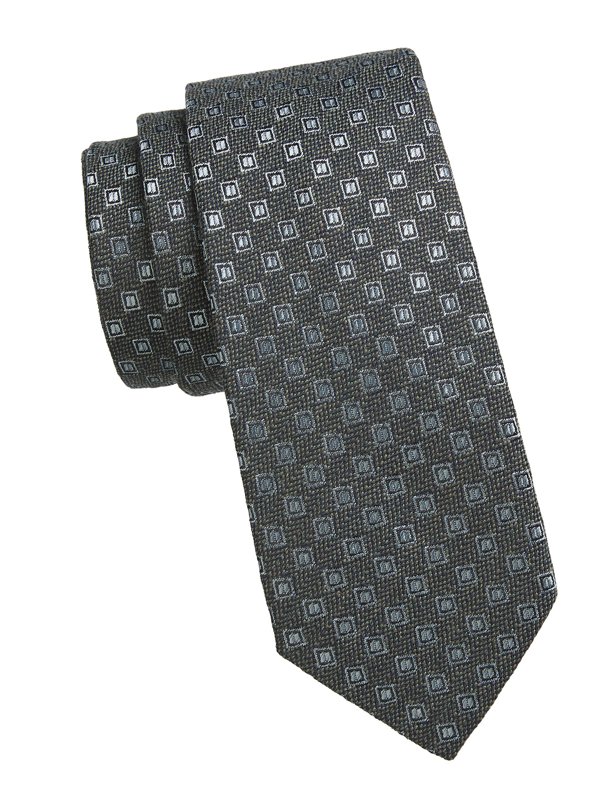 Click here for Canali Mens Geomtric Wool-Silk Tie - Blue prices