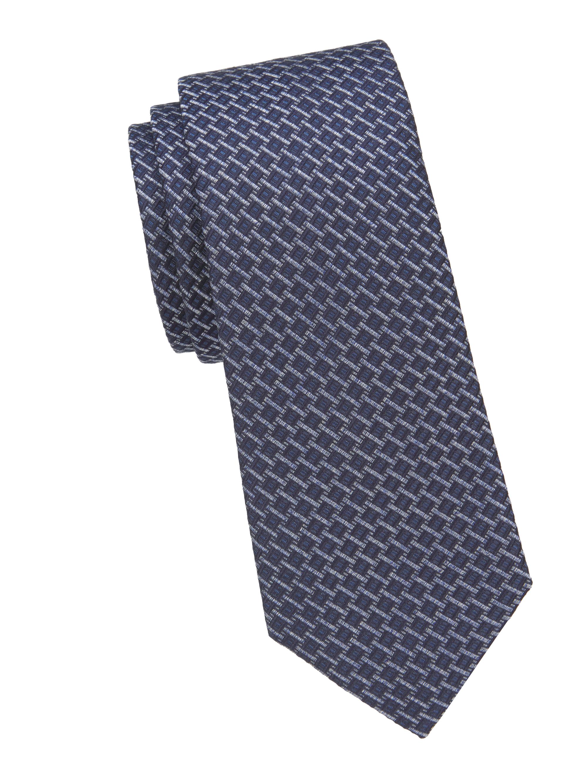 Click here for Canali Mens Grid Geometric Silk Tie - Navy prices