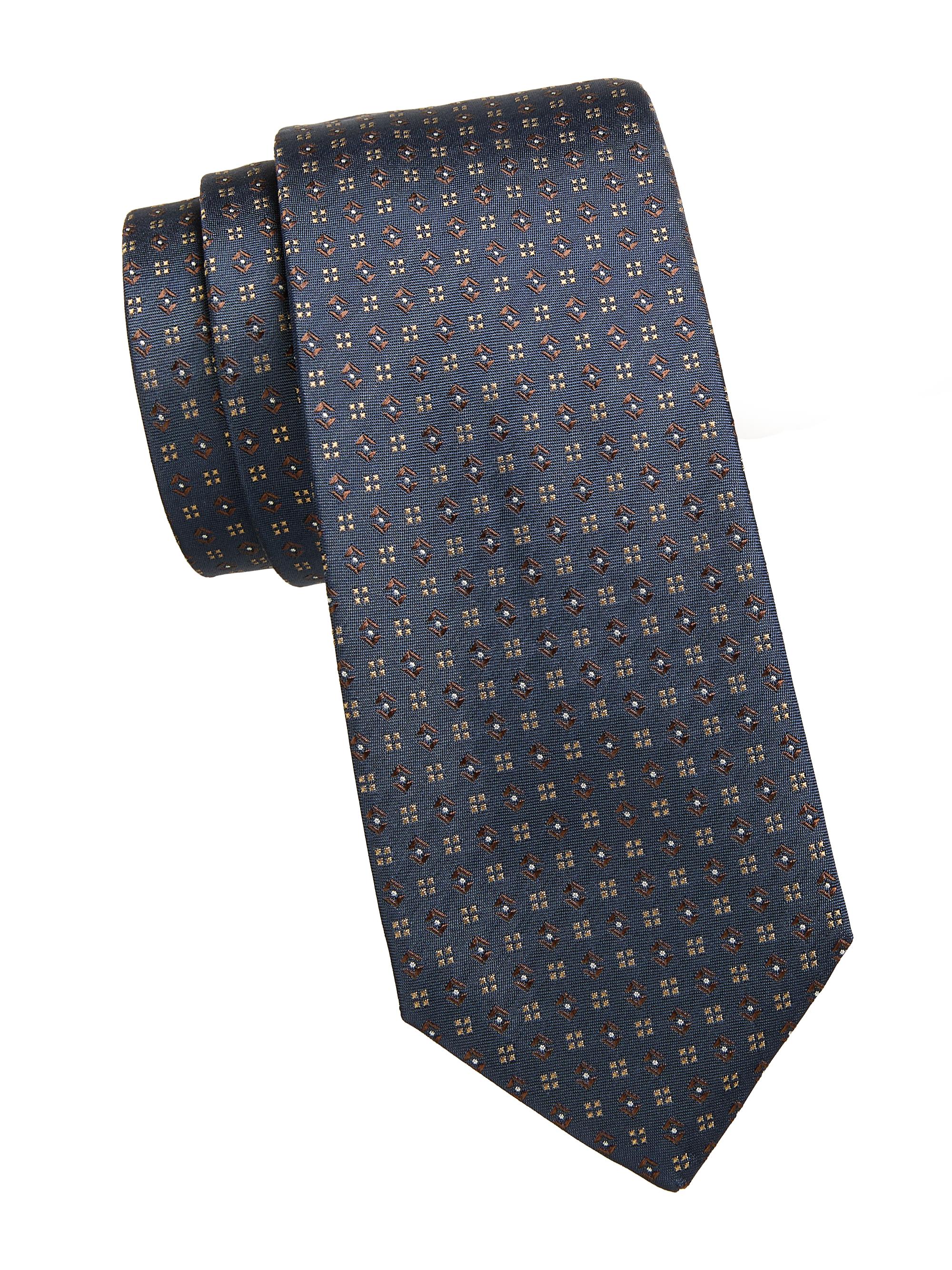 Click here for Canali Mens Medallion Silk Tie - Blue prices
