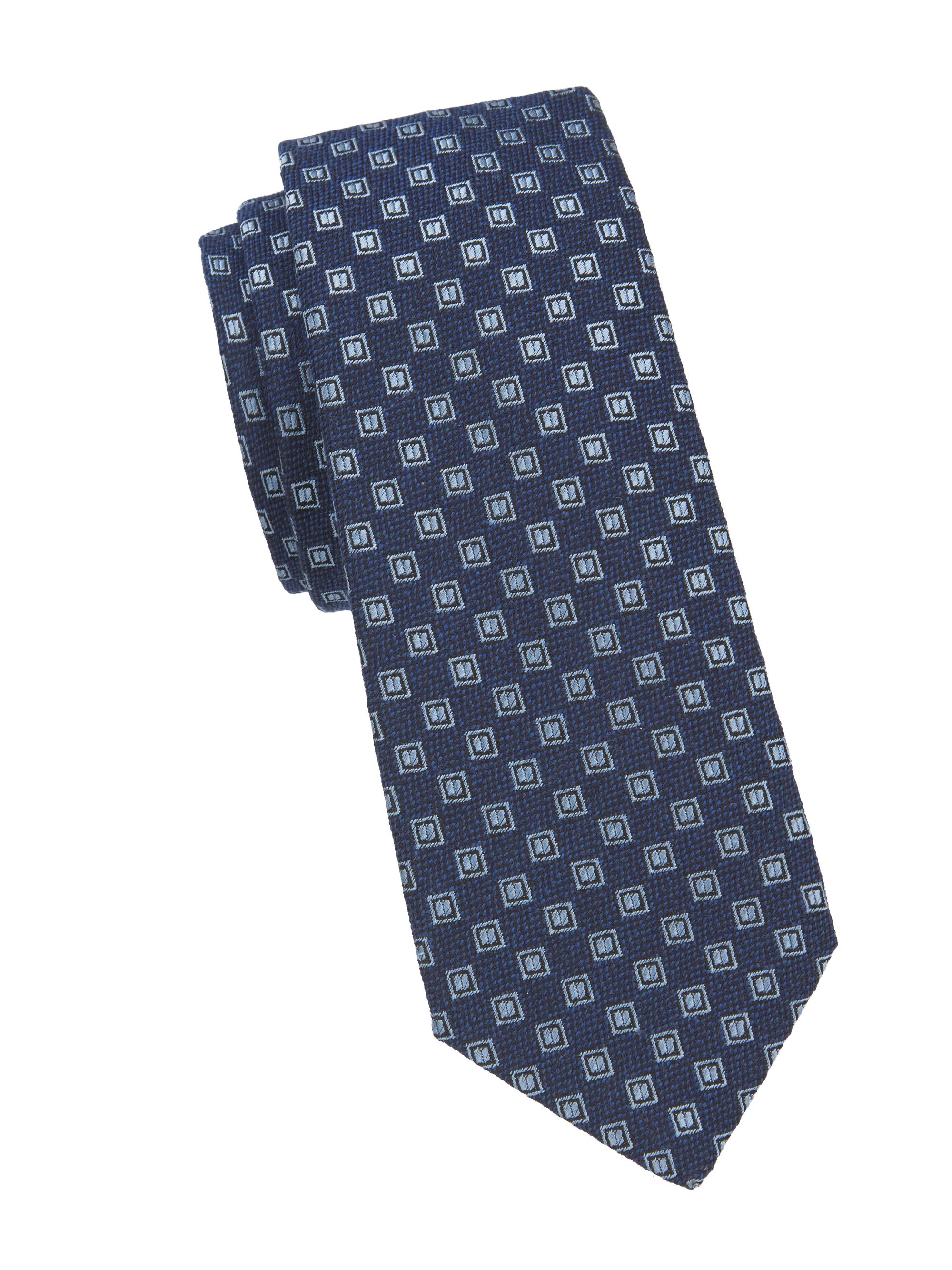 Click here for Canali Mens Mediallion Wool-Silk Tie - Navy prices