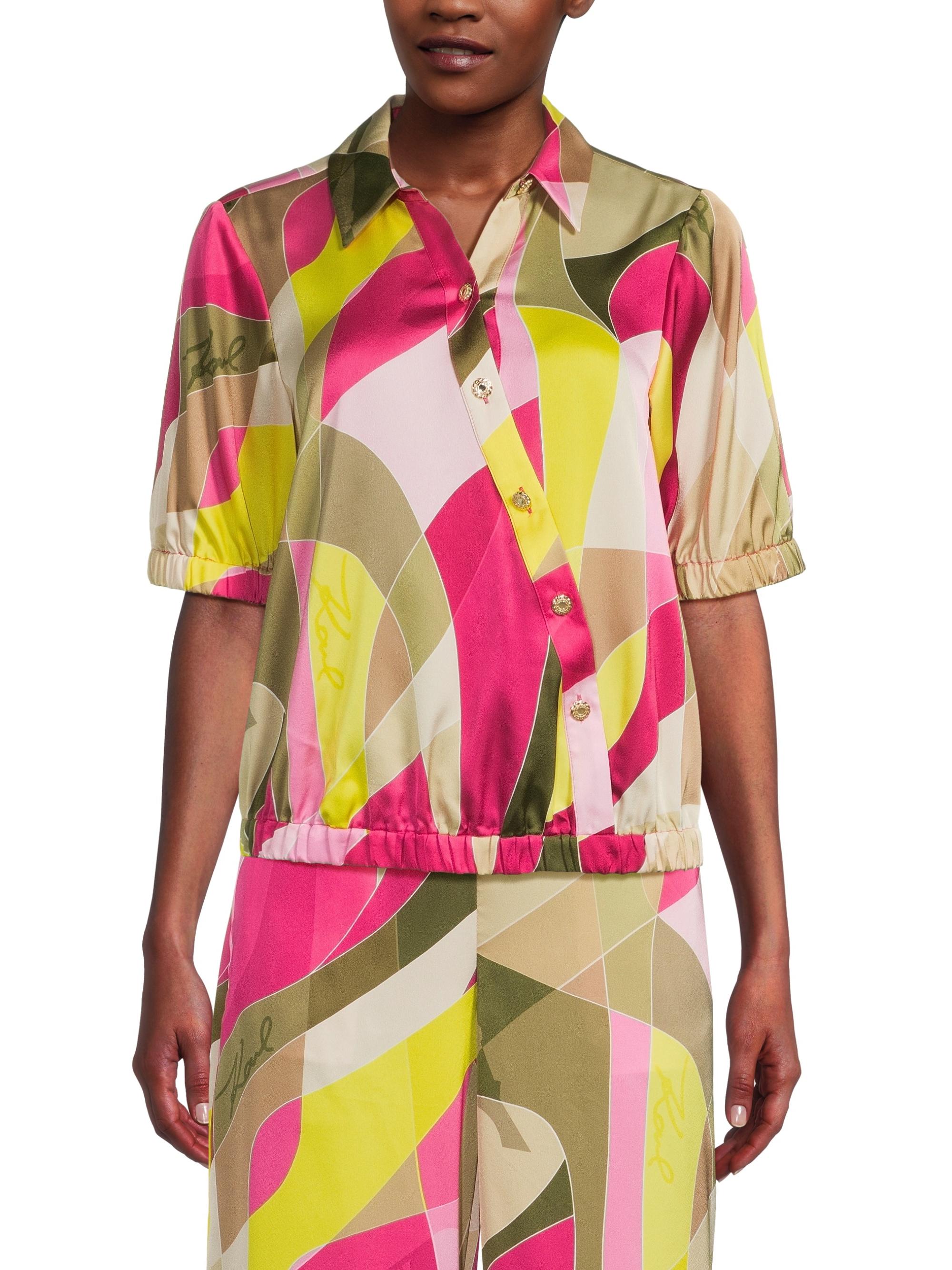 Click here for Karl Lagerfeld Paris Womens Printed V-Neck Top - R... prices