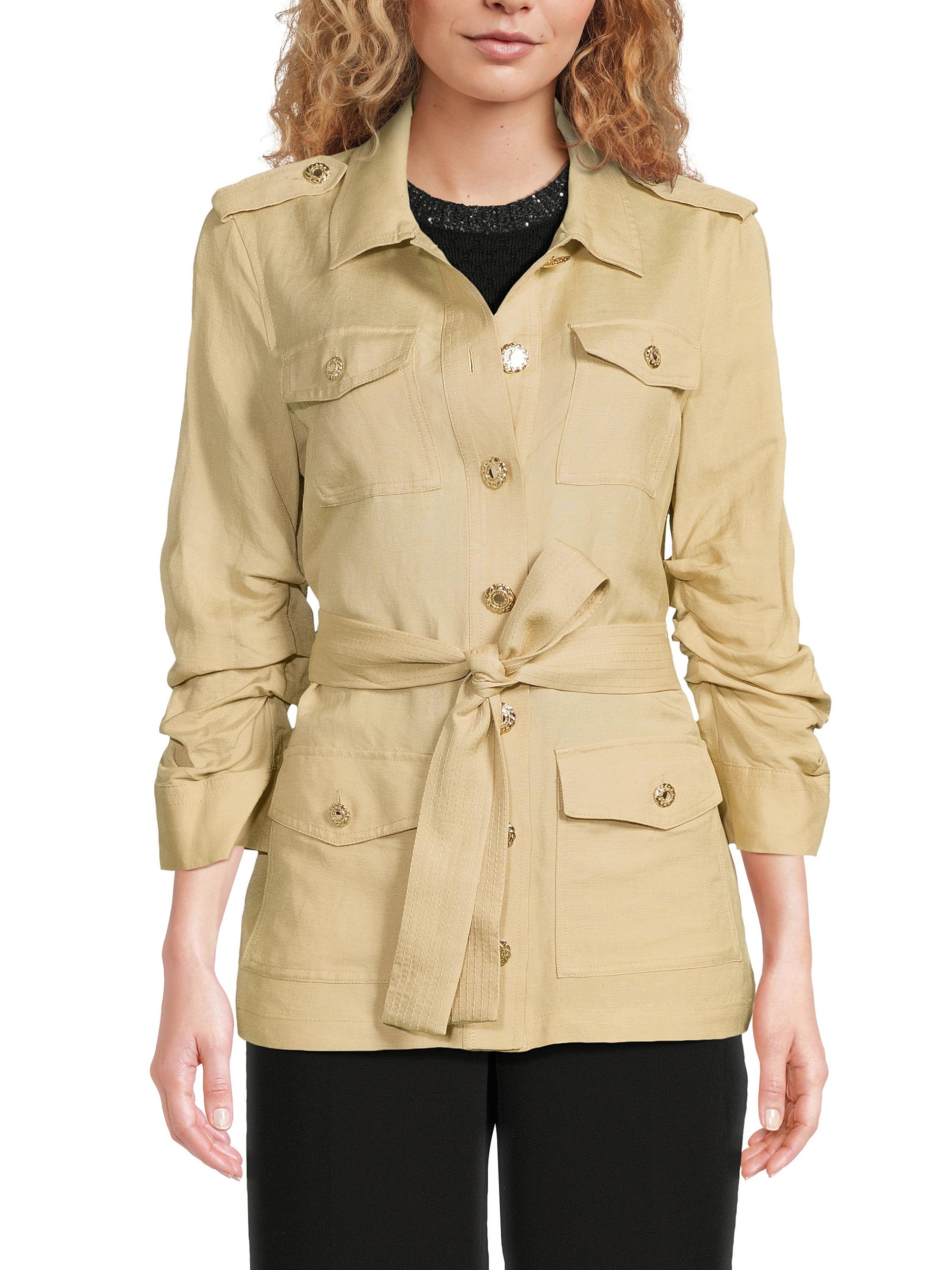 Click here for Karl Lagerfeld Paris Womens Belted Jacket - Desert... prices