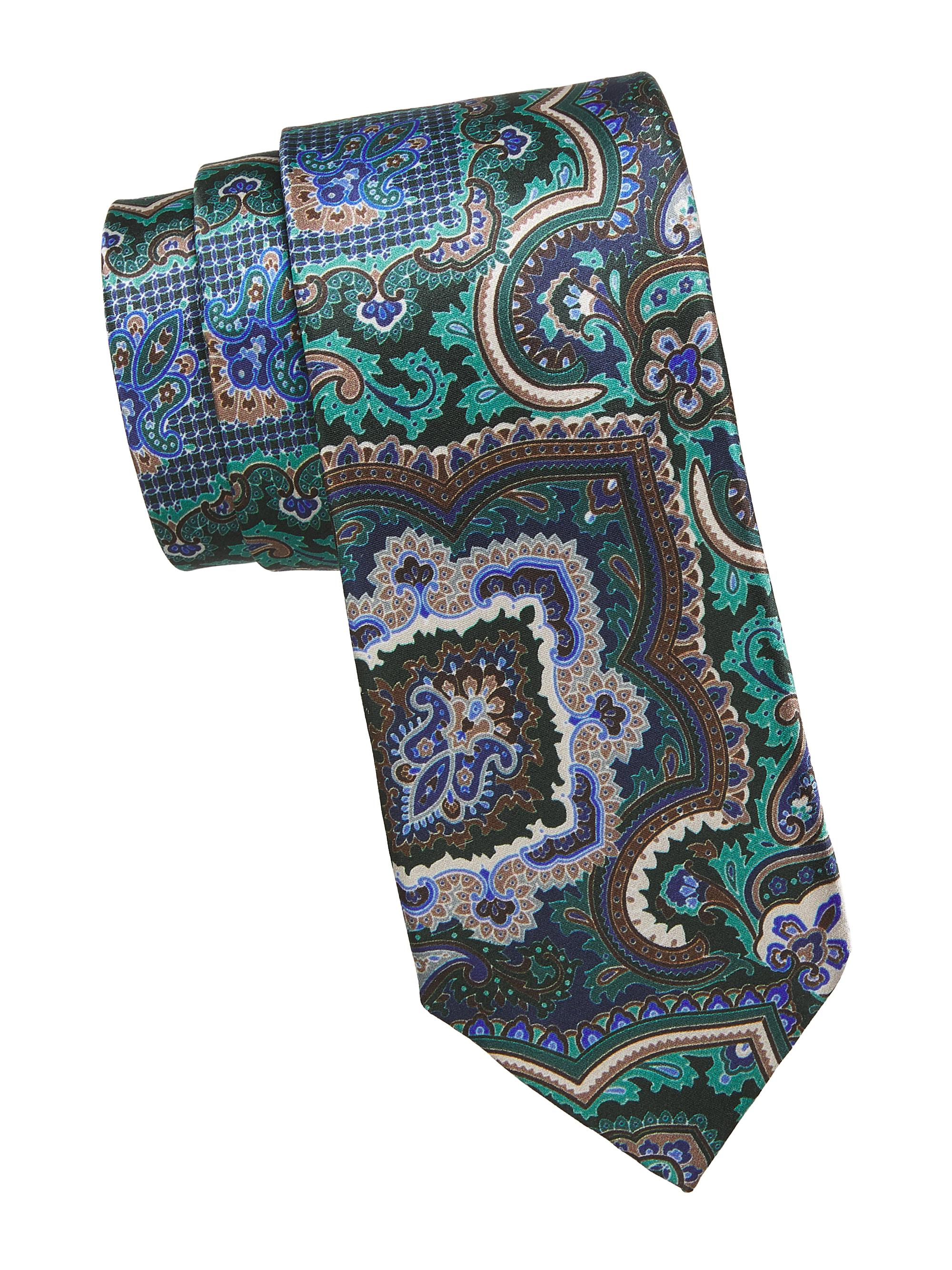 Click here for Robert Graham Mens Paisley Silk Tie - Green prices