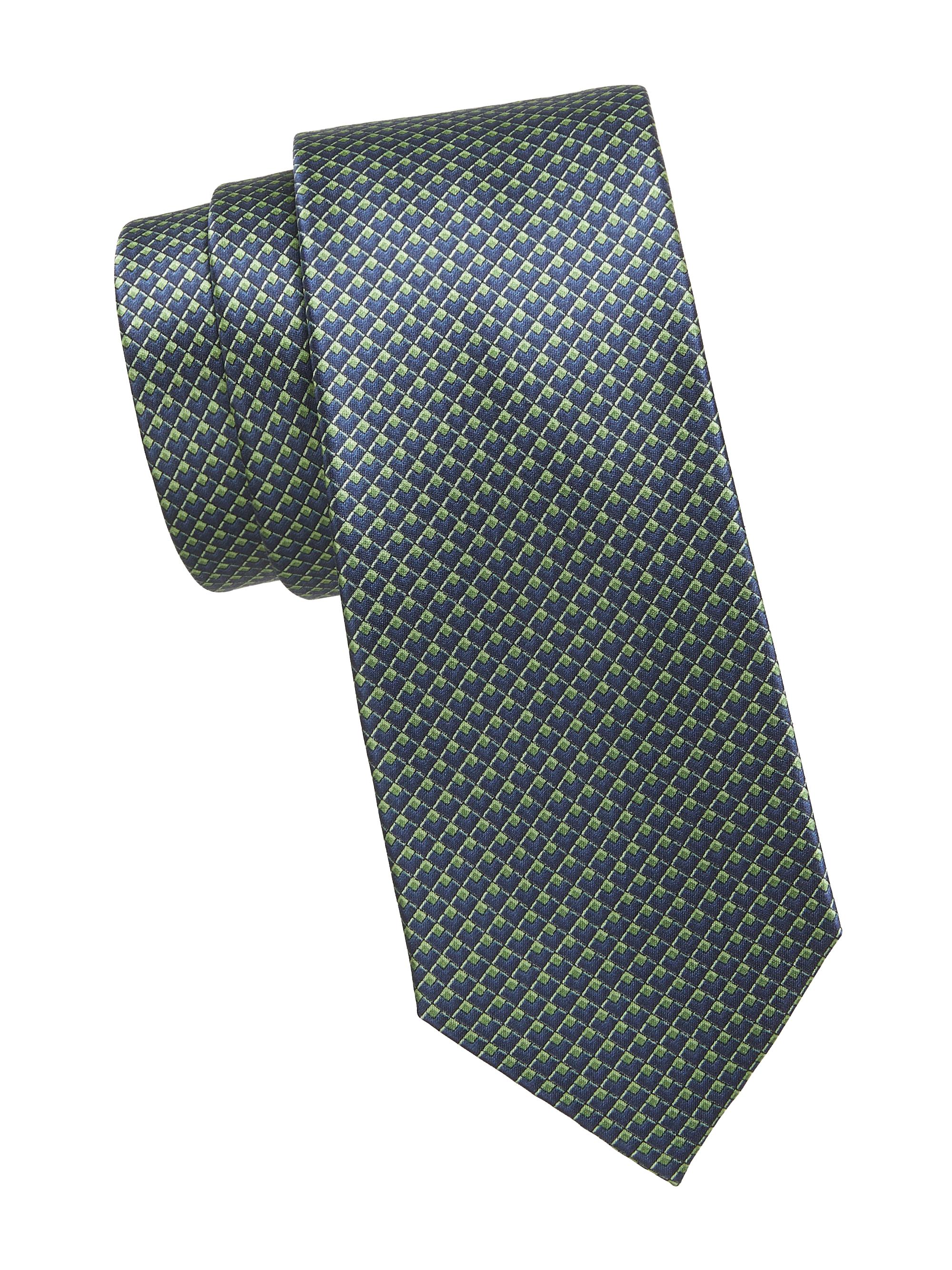 Click here for Saks Fifth Avenue Mens Geo Silk Tie - Green prices