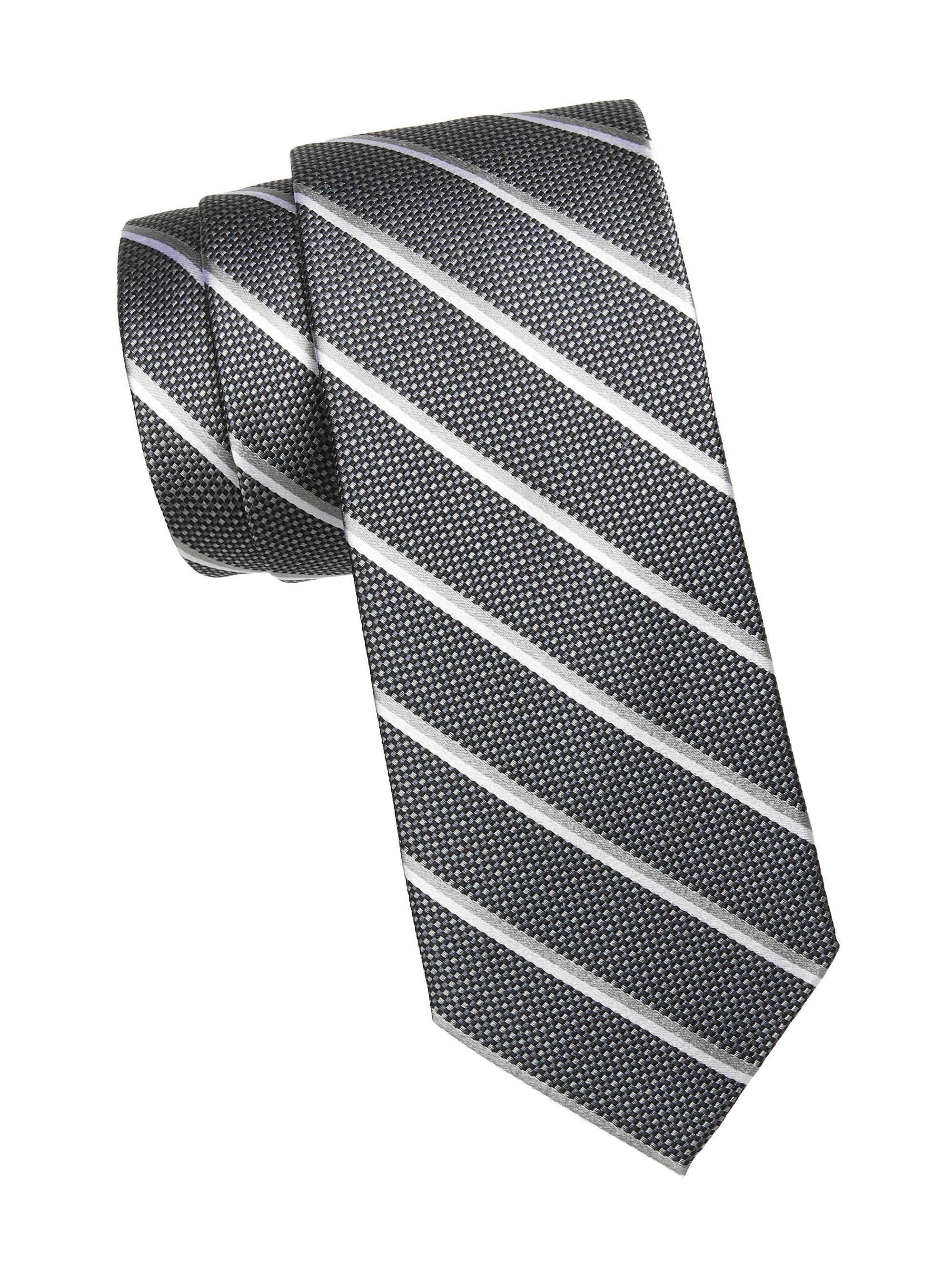 Click here for Saks Fifth Avenue Mens Striped Silk Tie - Black Ch... prices