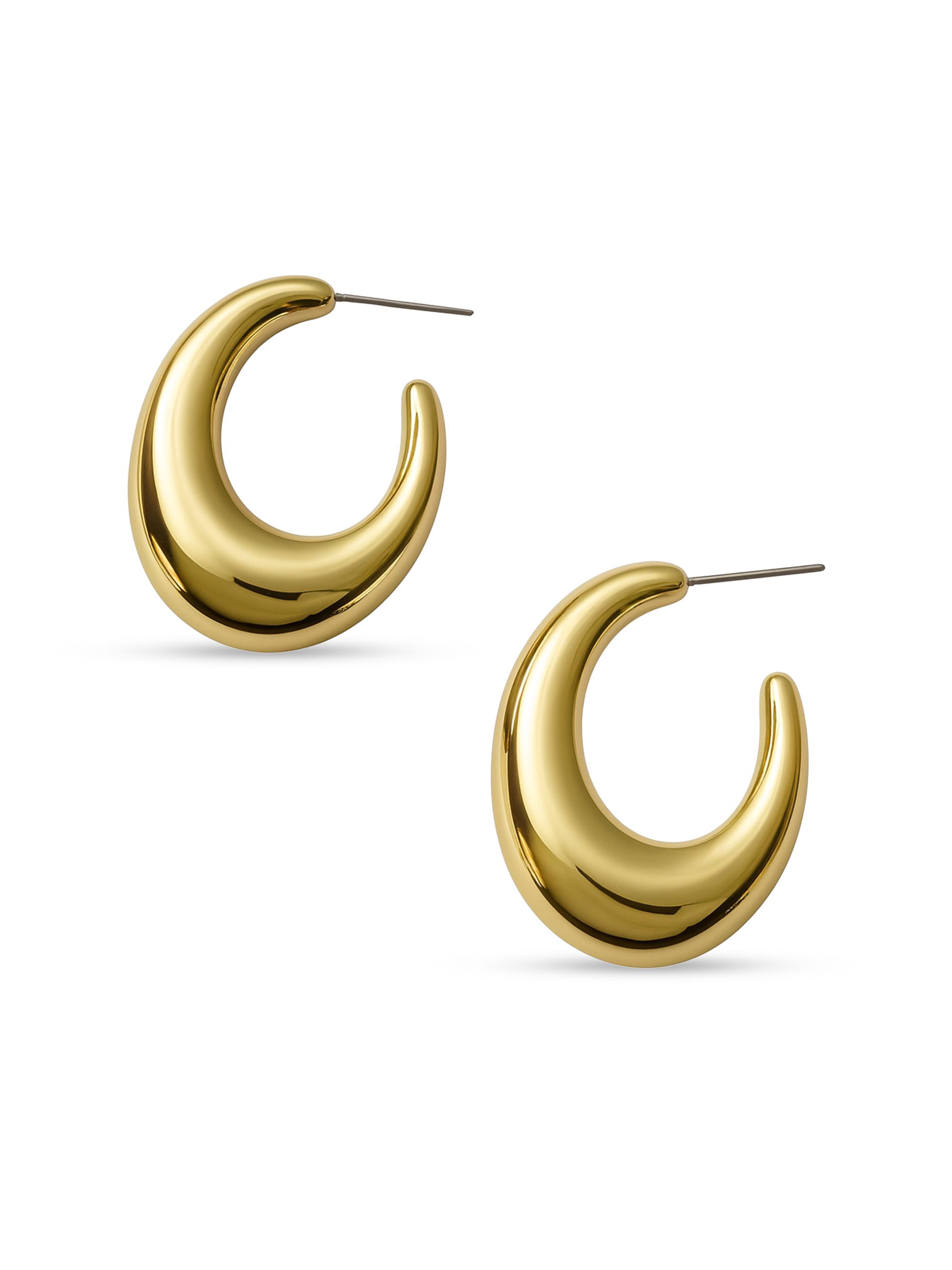 Click here for Fifth & Dune Womens Goldtone Bubble Half Hoop Earr... prices