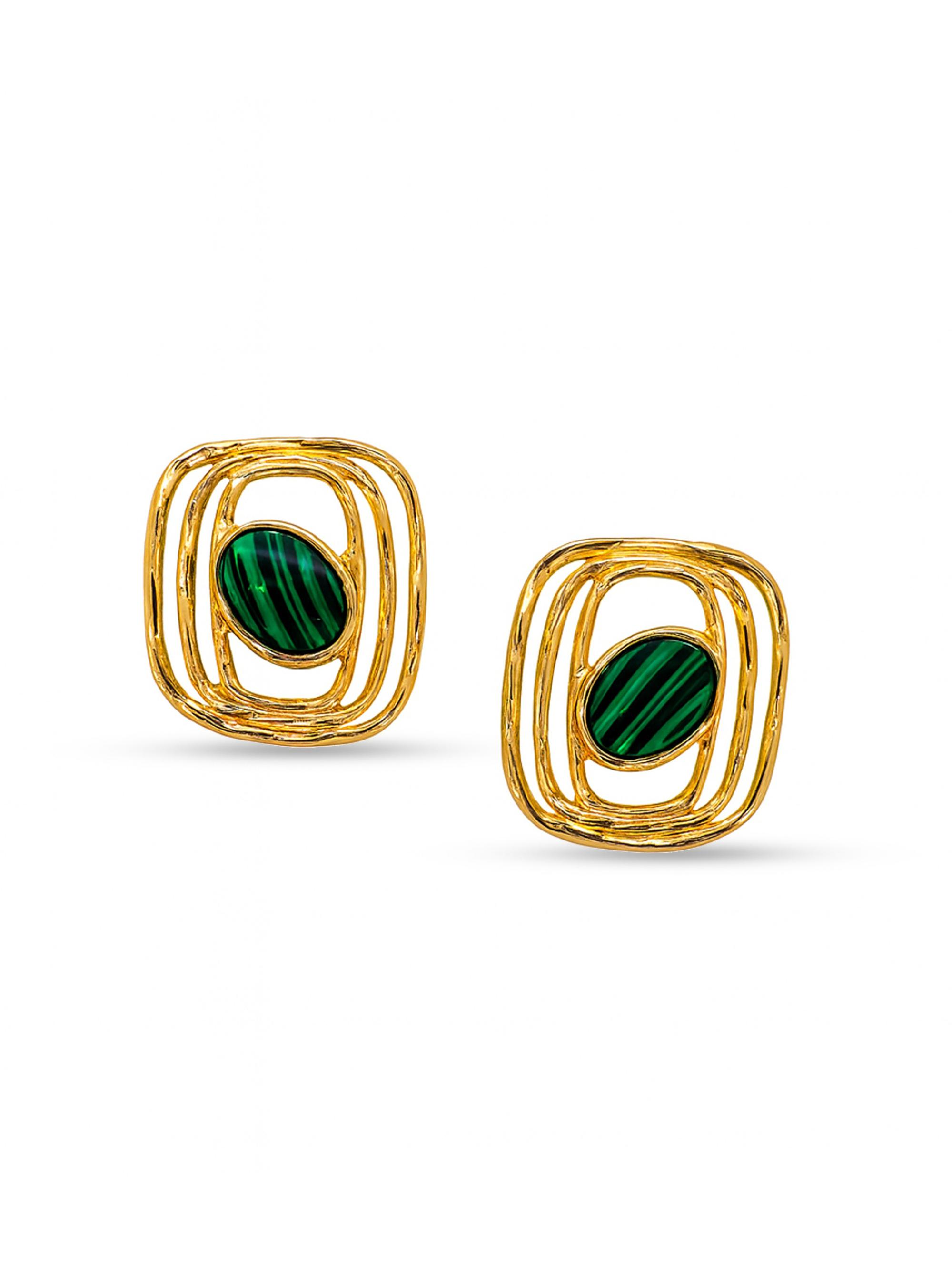 Click here for Fifth & Dune Womens Goldtone & Malachite Stud Earr... prices