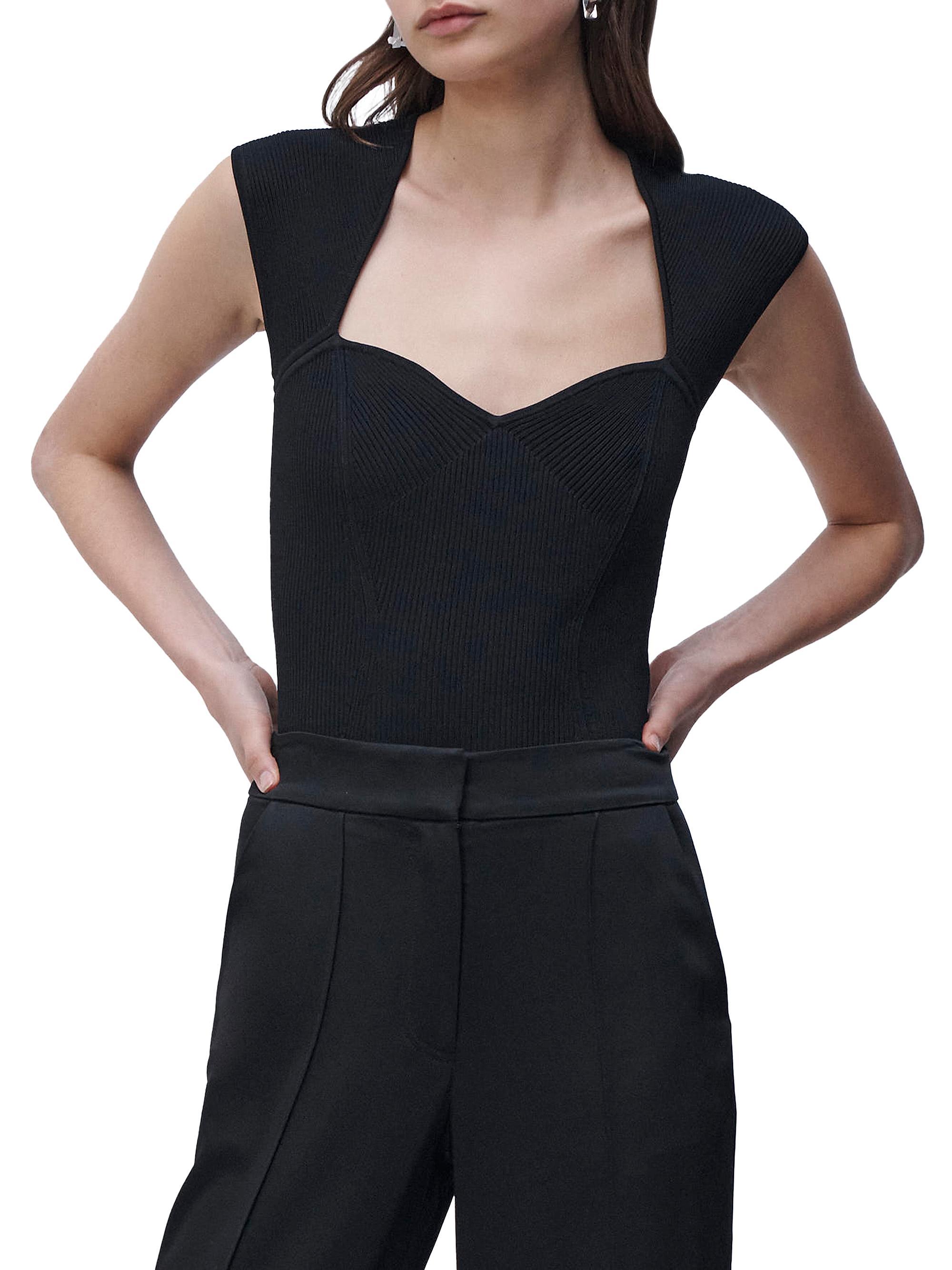 Click here for Simkhai Womens Barbara Ribbed Bodysuit - Black - S... prices