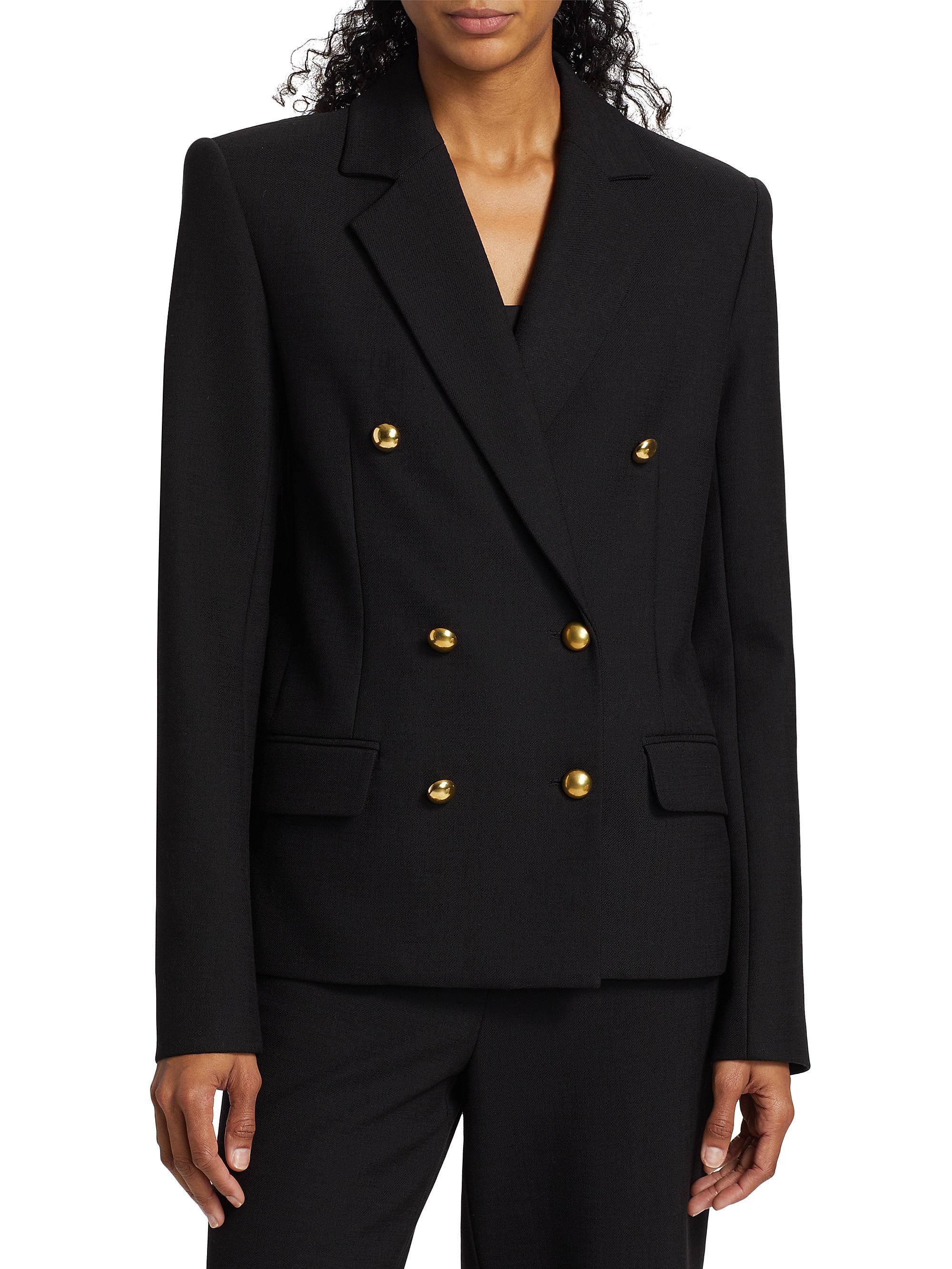 Click here for Simkhai Womens Becky Double-Breasted Blazer - Blac... prices