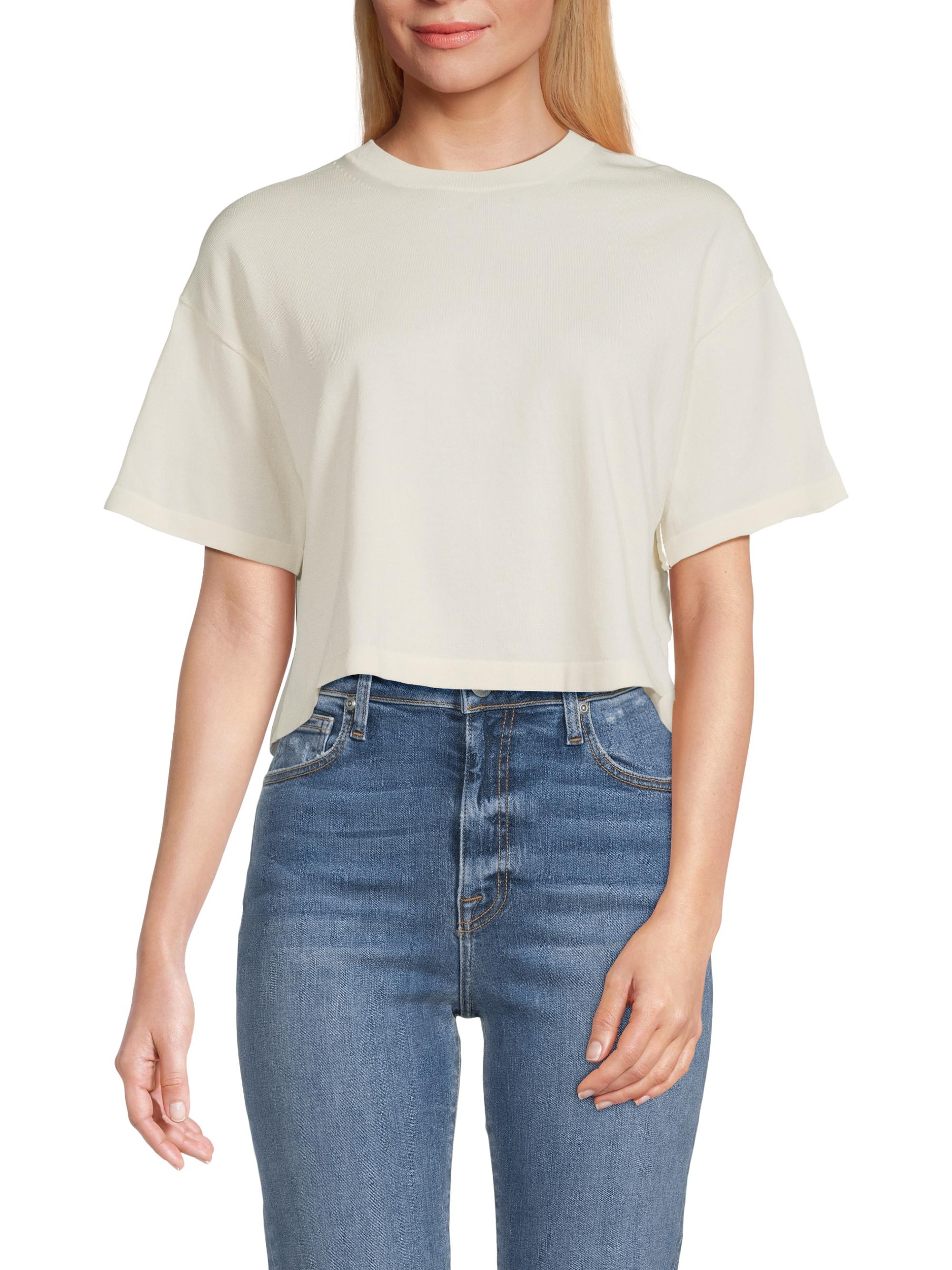 Click here for Simkhai Womens Mavist Cropped Tee - Ivory - Size M prices