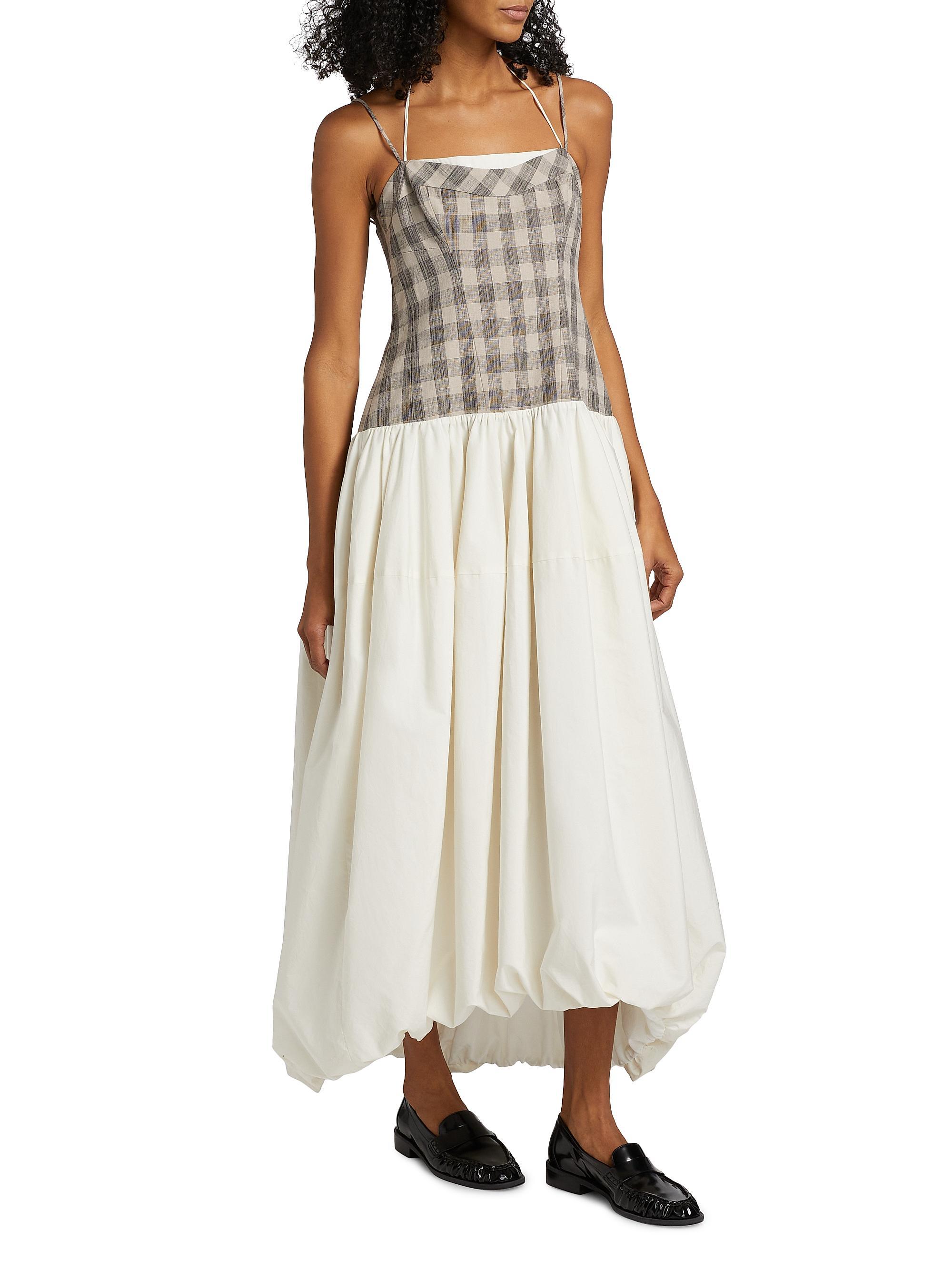 Click here for Simkhai Womens Pfeiffer Plaid Ballon Midi-Dress -... prices