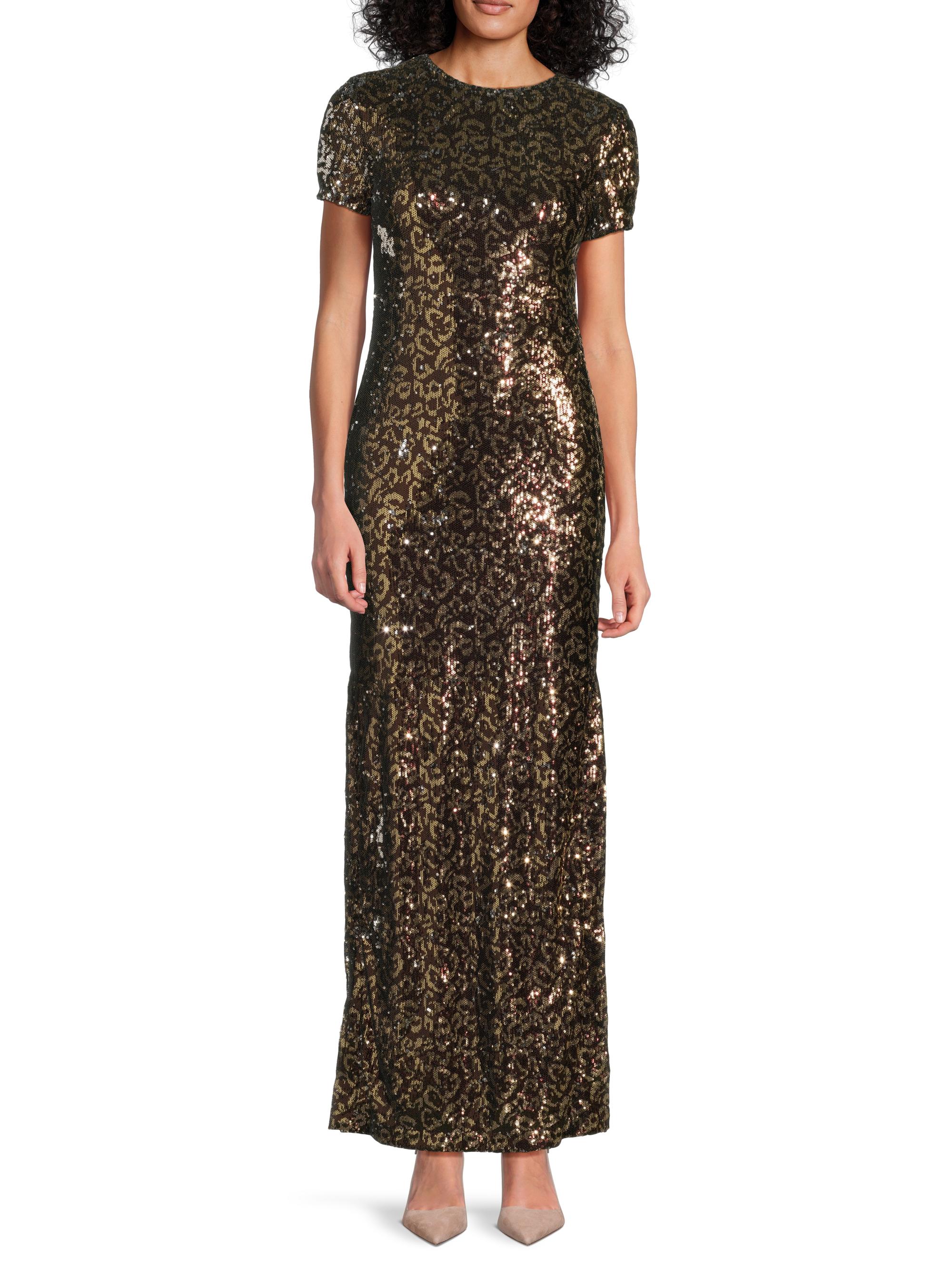 Click here for Palm Angels Womens Open-Back Sequin Gown - Brown -... prices