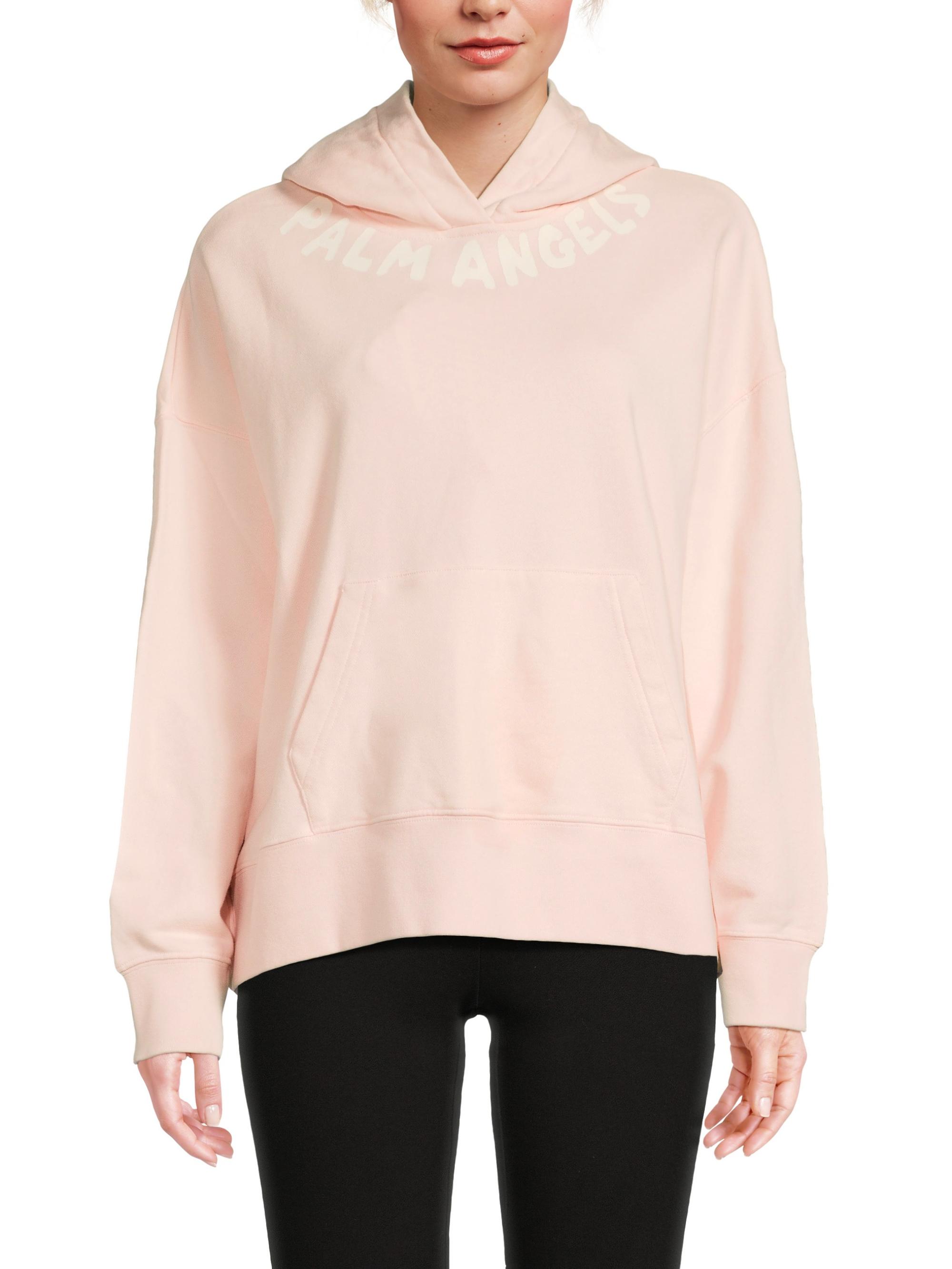 Click here for Palm Angels Womens Logo Hooded Sweatshirt - Pink -... prices