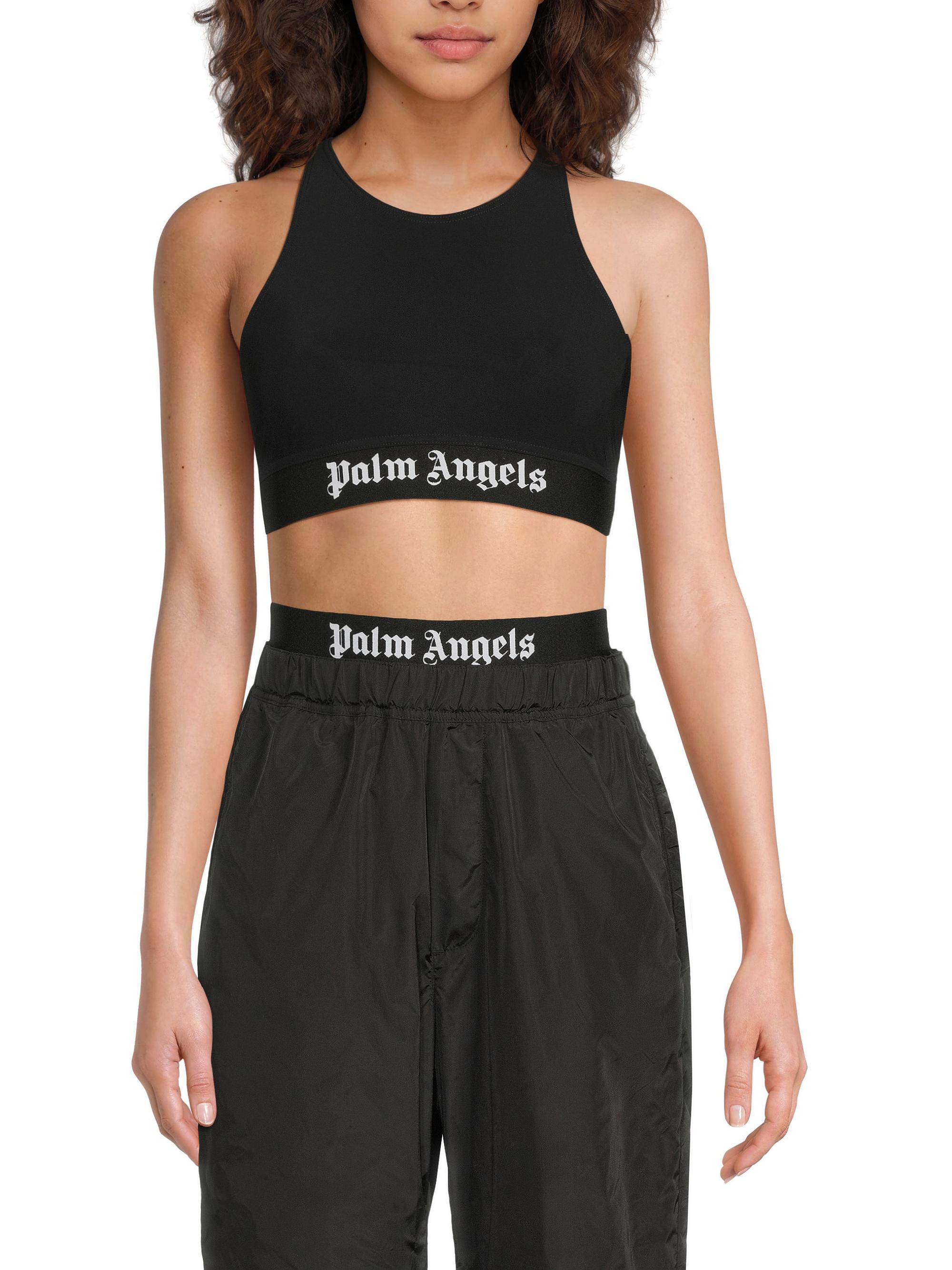 Click here for Palm Angels Womens Logo Sports Bra - Black White -... prices