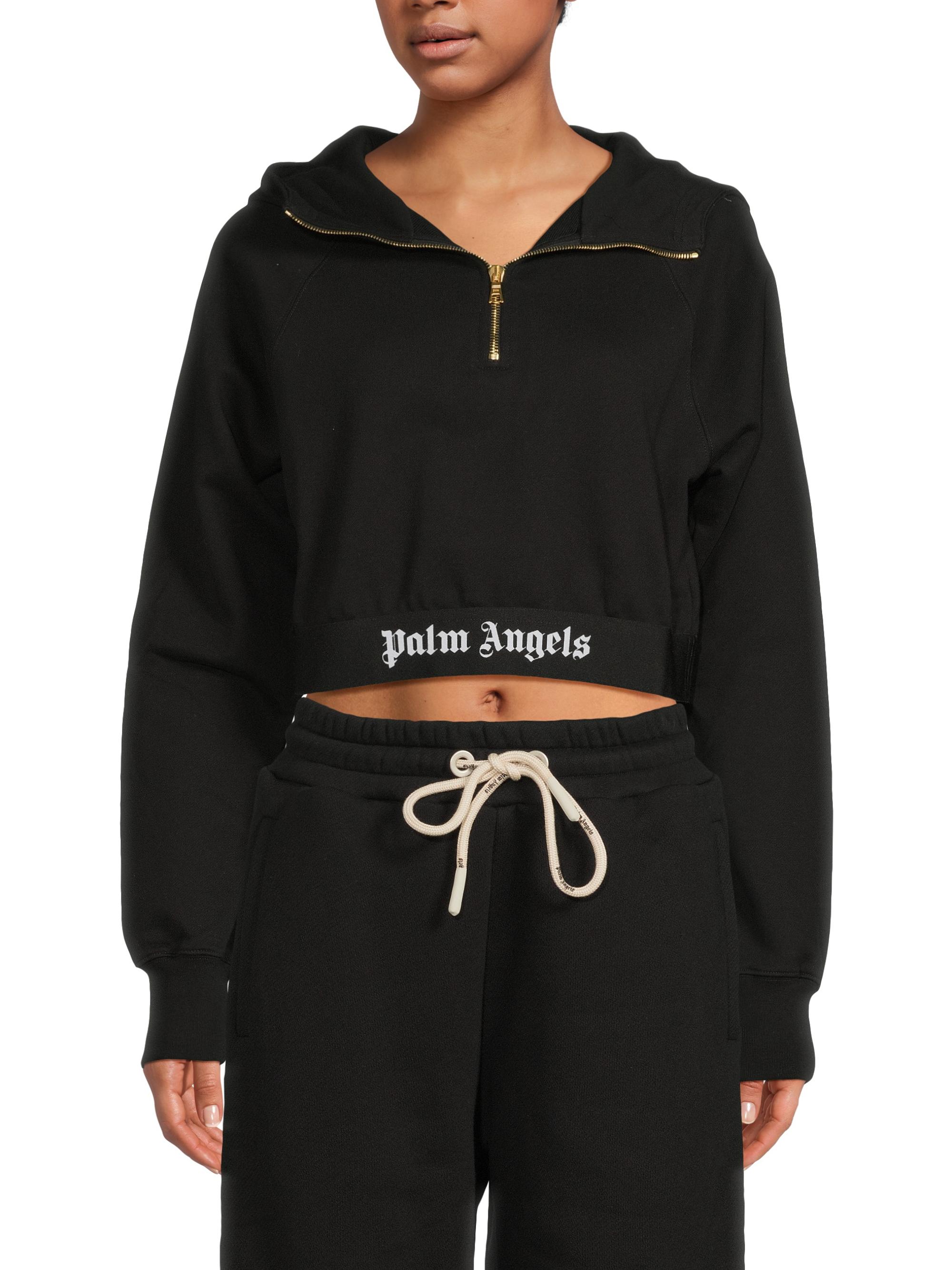 Click here for Palm Angels Womens Drop Shoulder Cotton Cropped Ho... prices