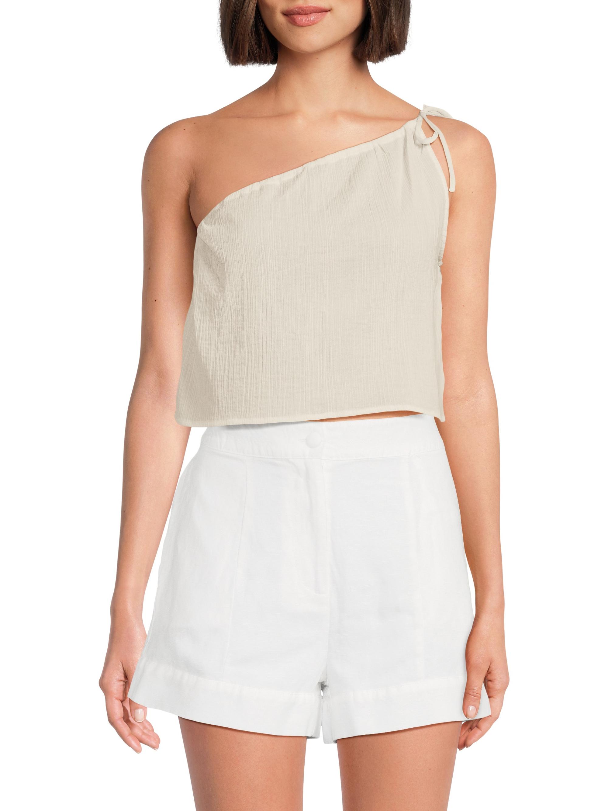 Click here for Onia Womens Crinkle Gauze Cotton One-Shoulder Top... prices