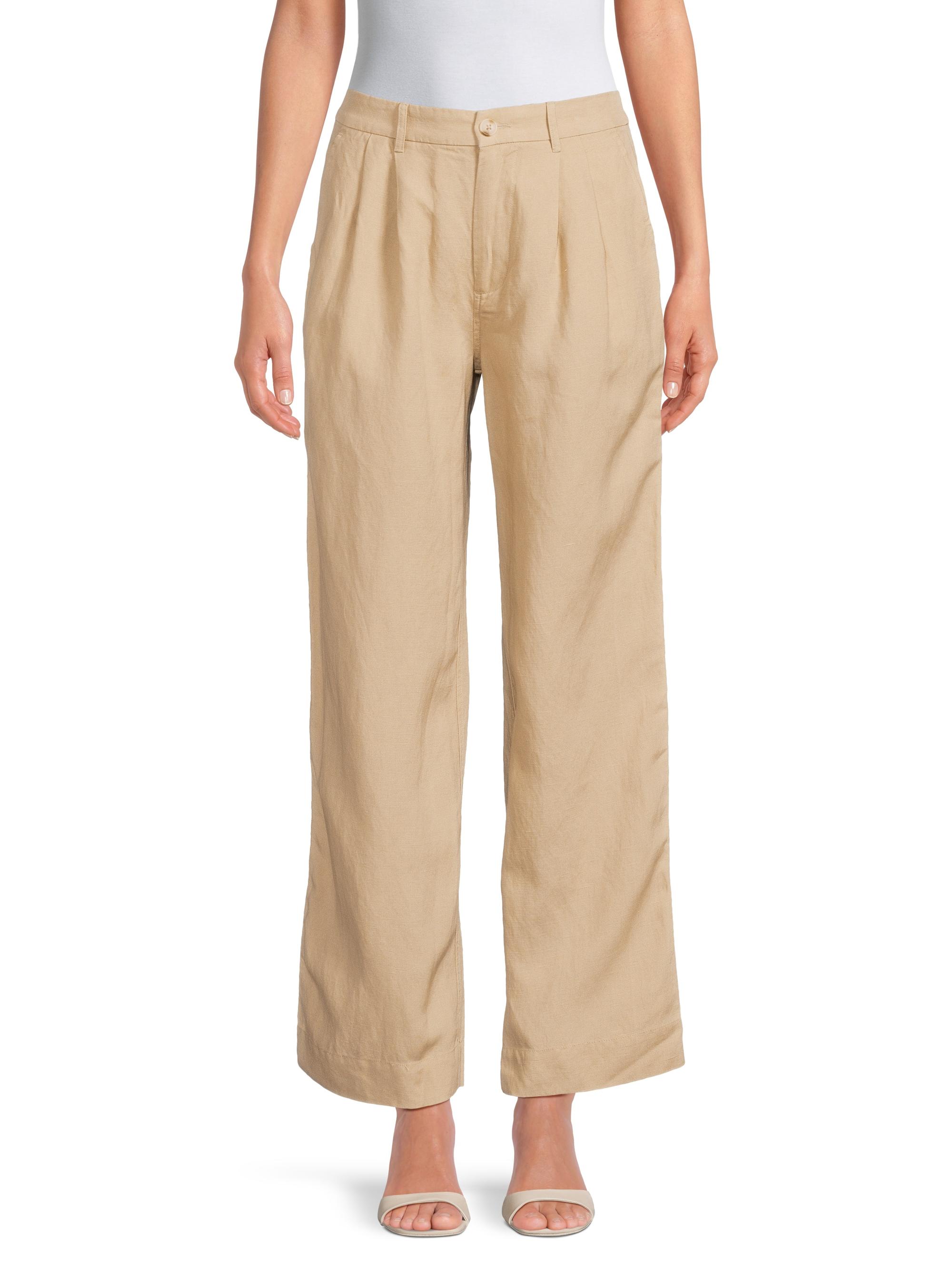 Click here for Onia Womens Pleated Linen-Blend Wide-Leg Trousers... prices