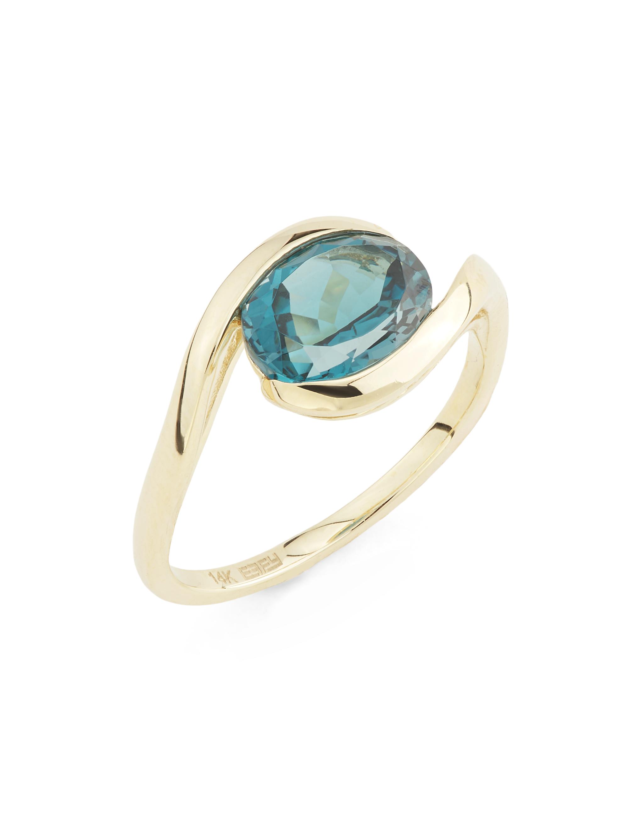 Click here for Effy Womens 14K Yellow Gold & London Blue Topaz Ri... prices