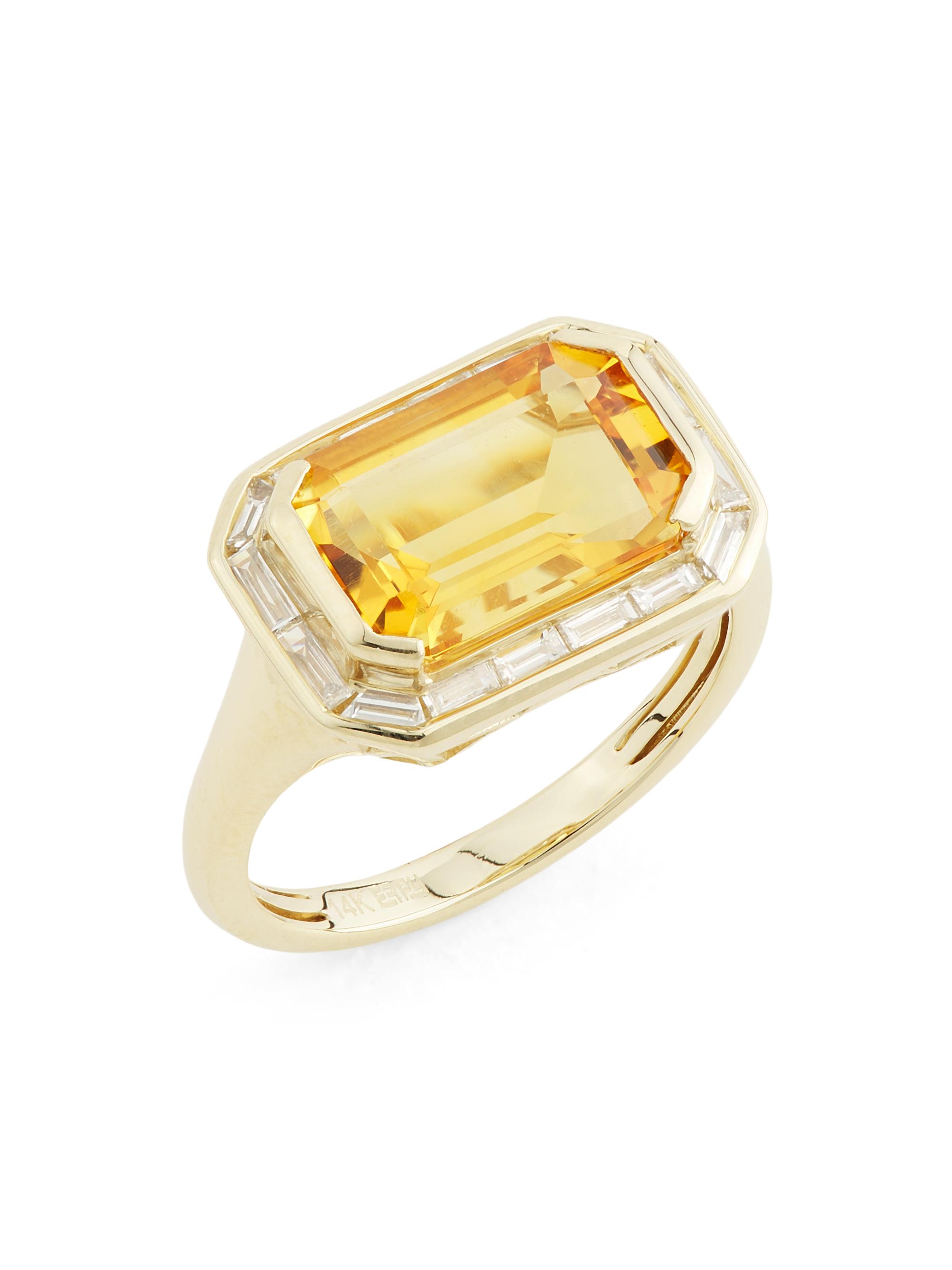 Click here for Effy Womens 14K Yellow Gold  Citrine & 0.37 TCW Di... prices