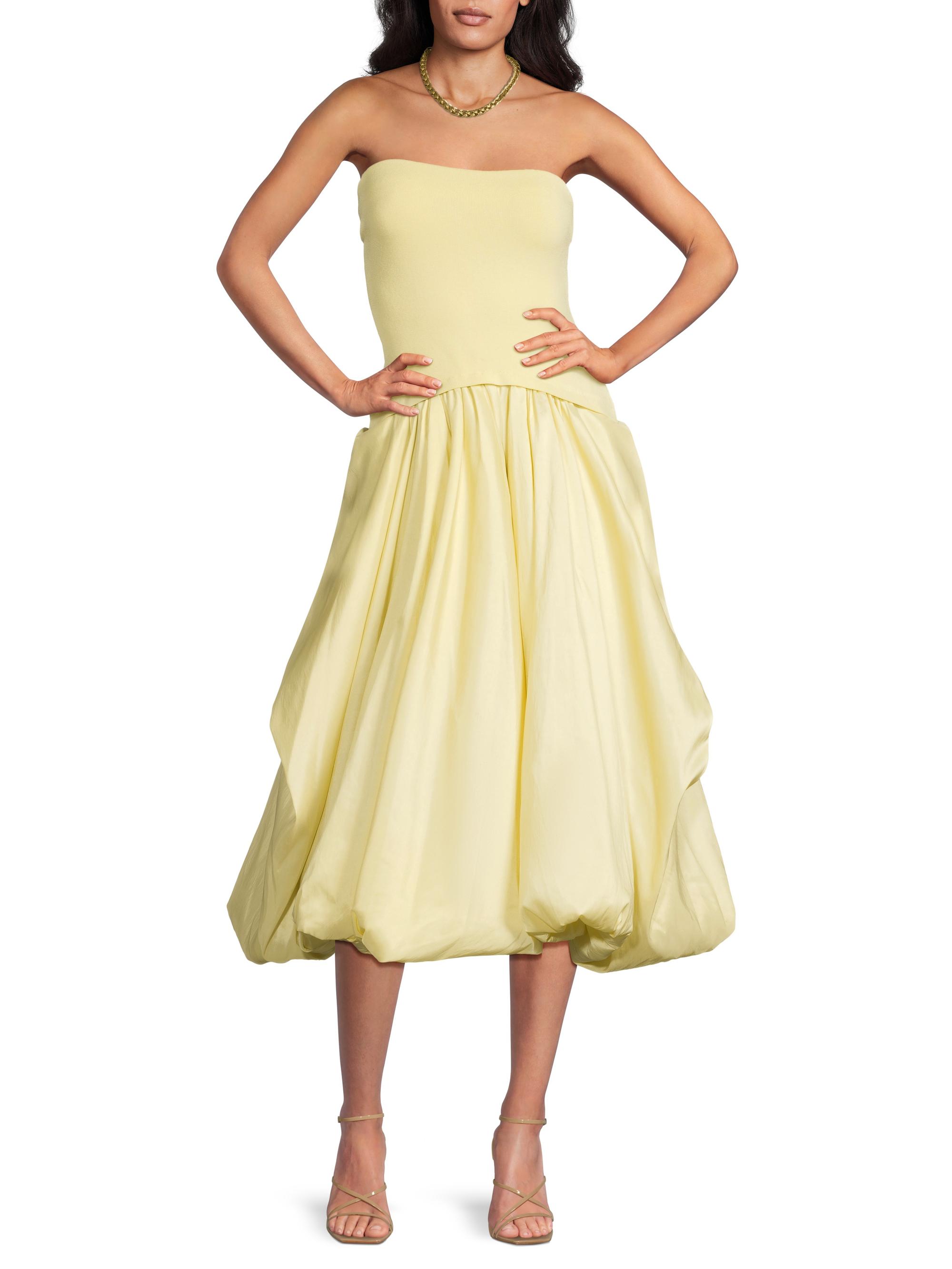 Click here for Simkhai Womens Izzy Strapless Bubble-Hem Midi-Dres... prices
