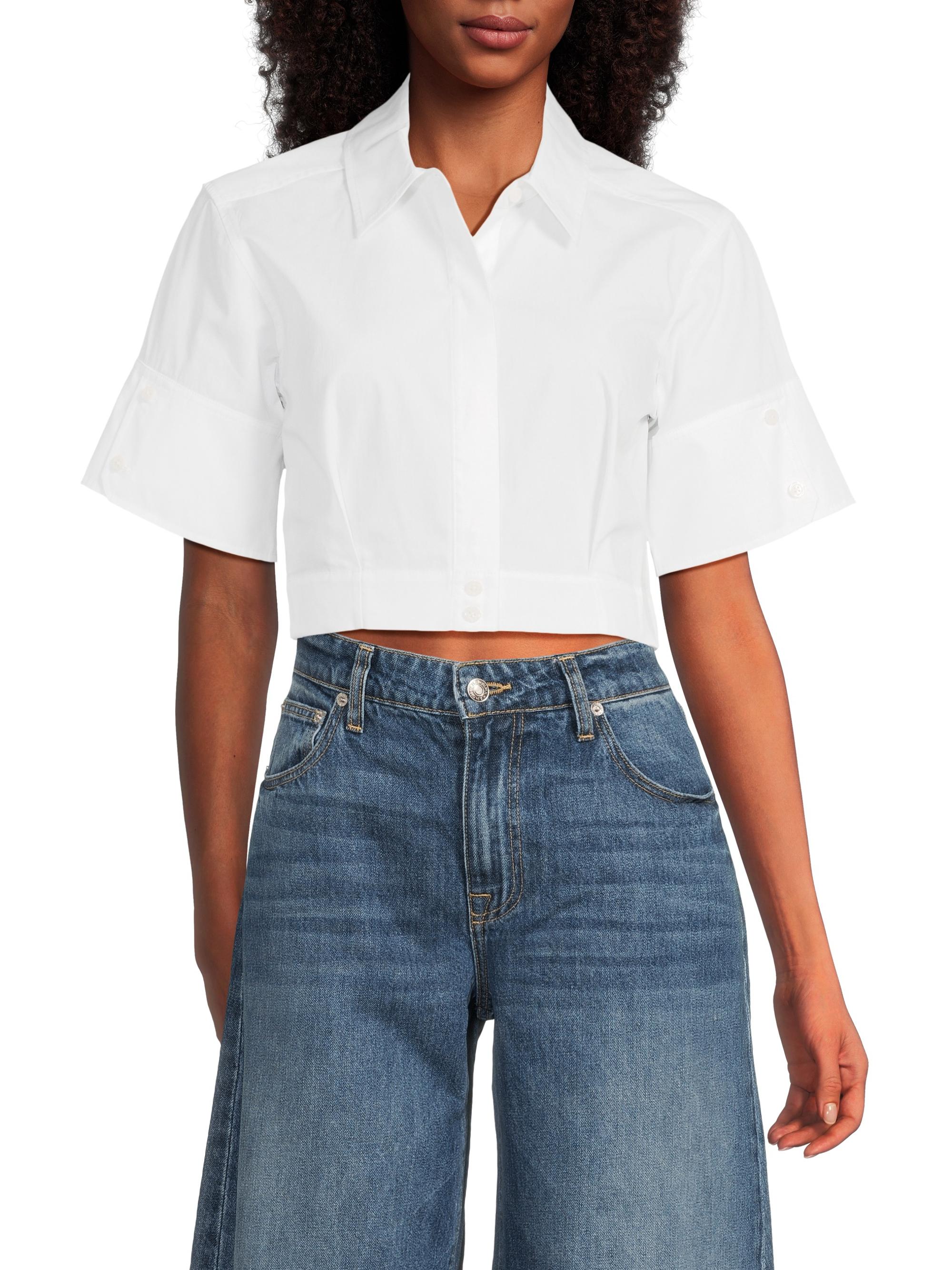 Click here for Simkhai Womens Sabrina Cotton Crop Top - White - S... prices