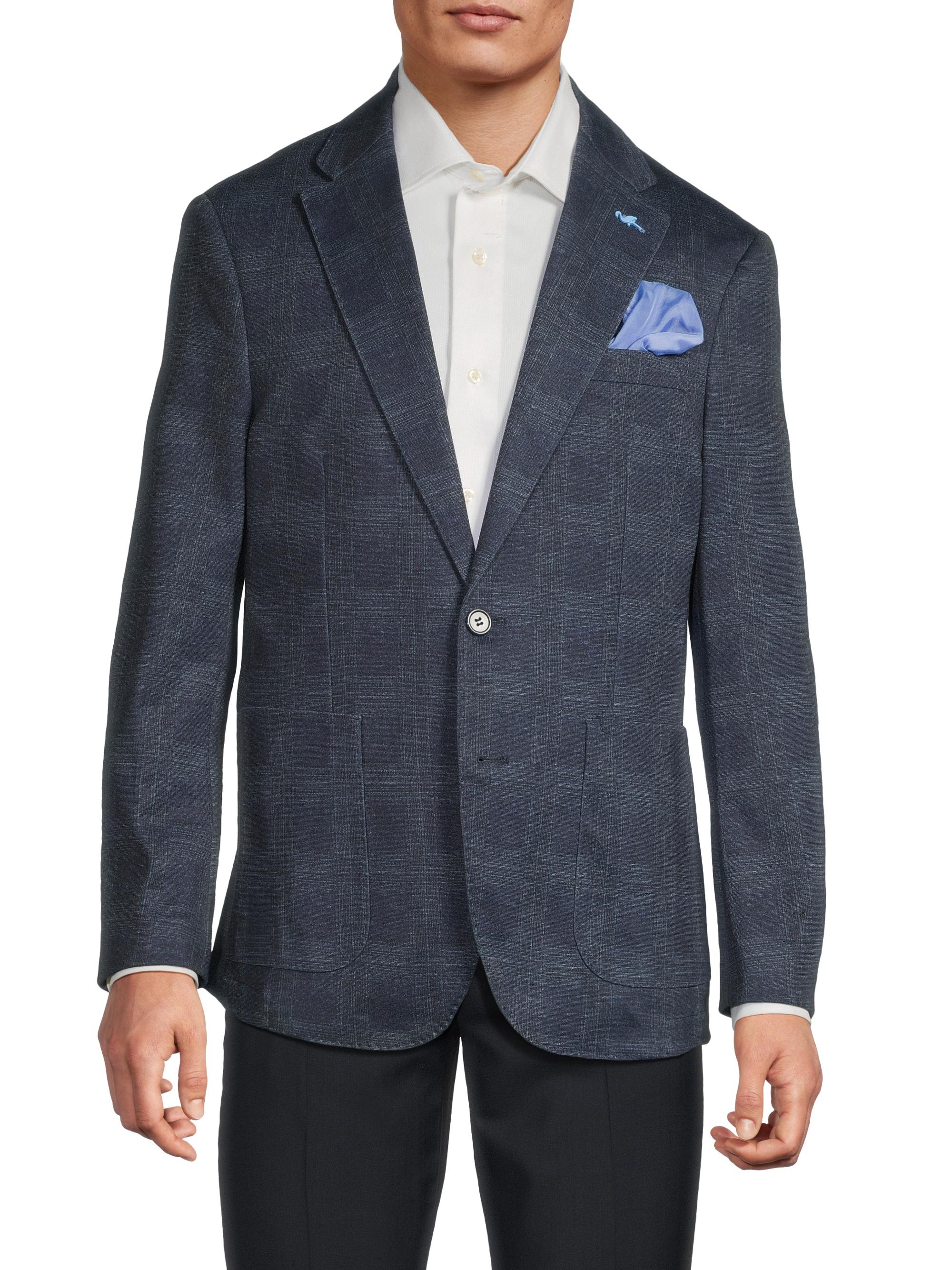 Click here for Tailorbyrd Mens Plaid Notch Lapel Modern-Fit Sport... prices