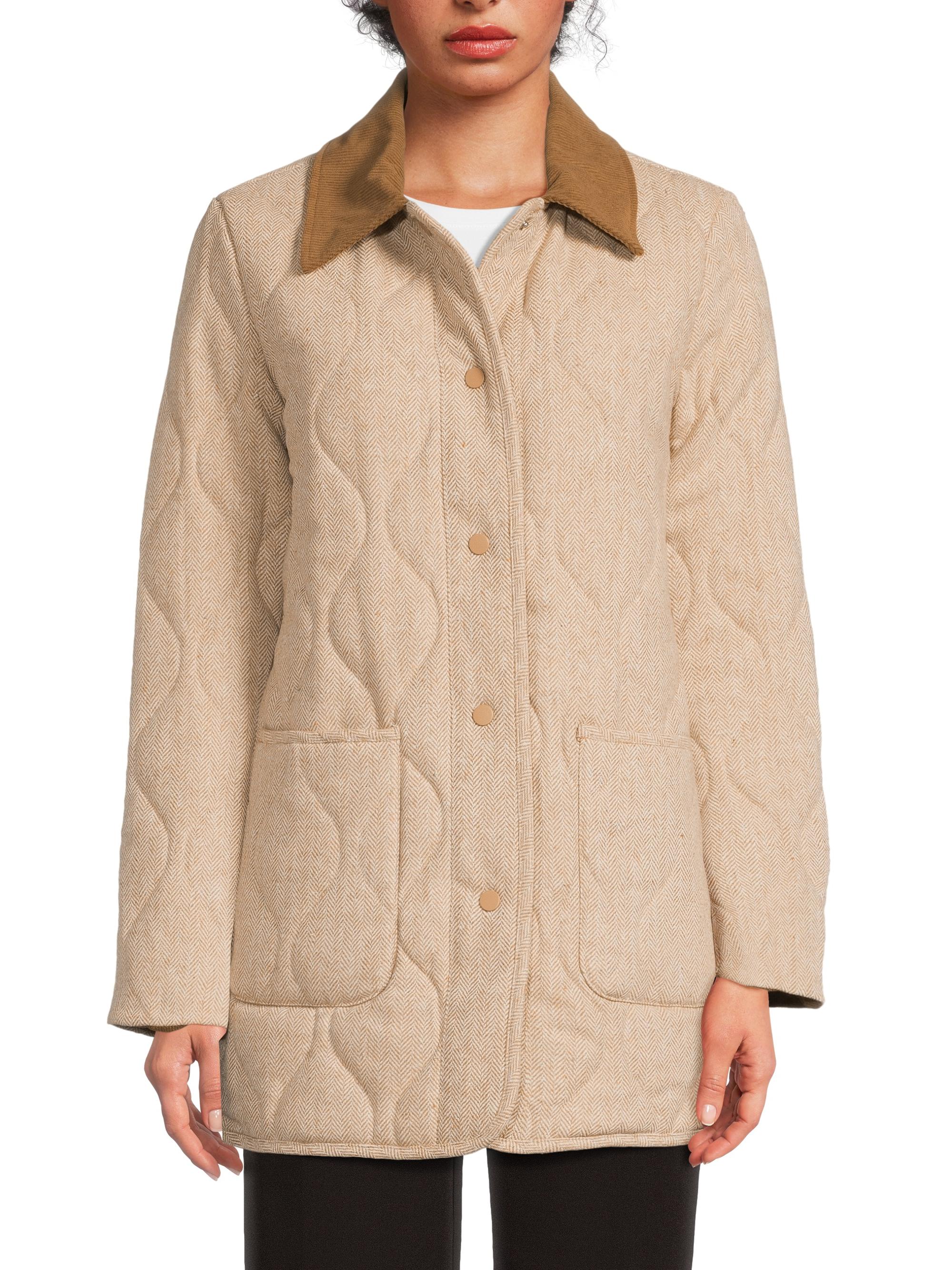 Click here for Ellen Tracy Womens Chevron Faux Wool Quilted Coat... prices