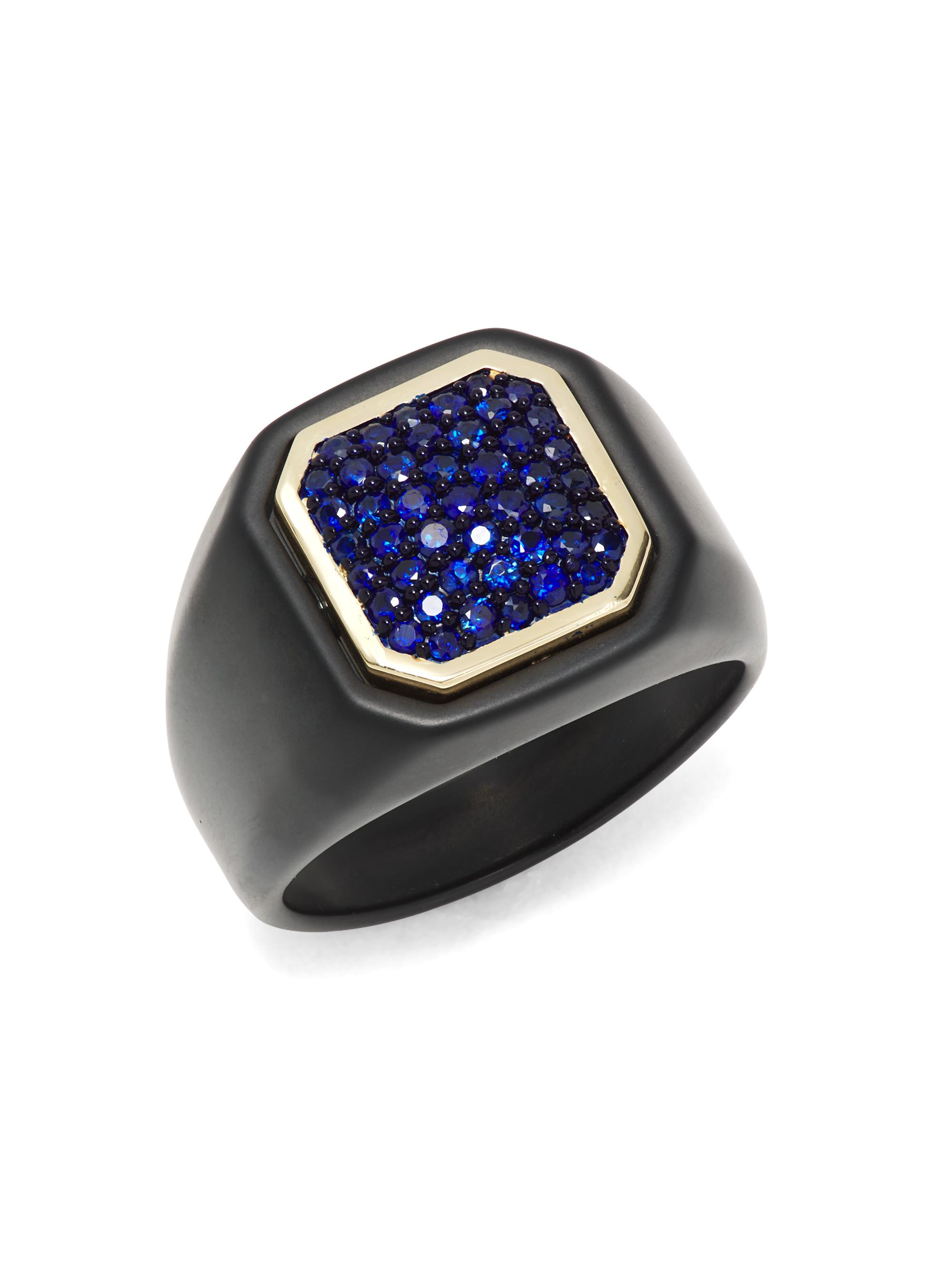 Click here for Effy Mens 14K Yellow Gold  Ceramic & Blue Sapphire... prices