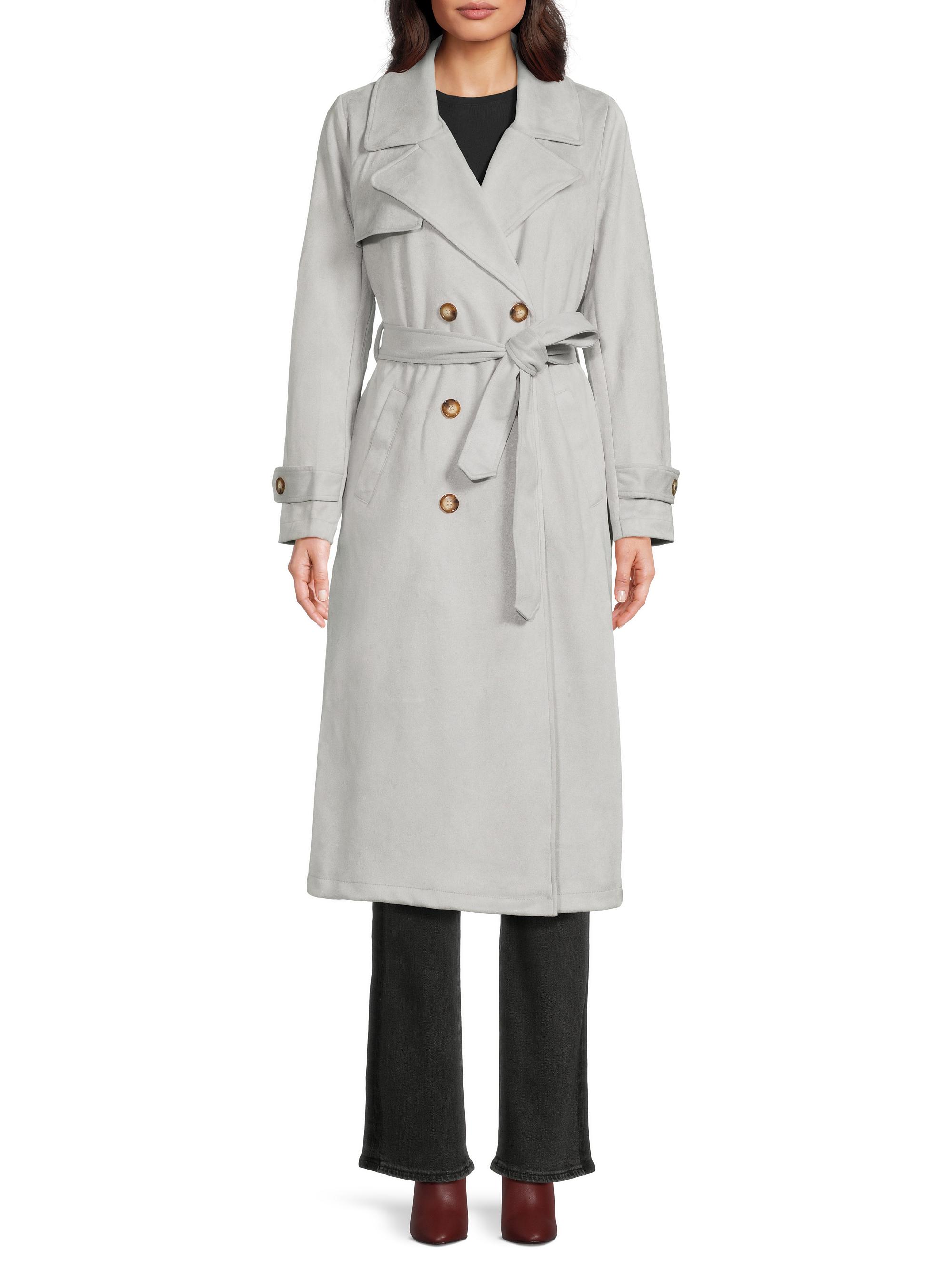 Click here for Nvlt Womens Faux Suede Trench Coat - Grey - Size X... prices