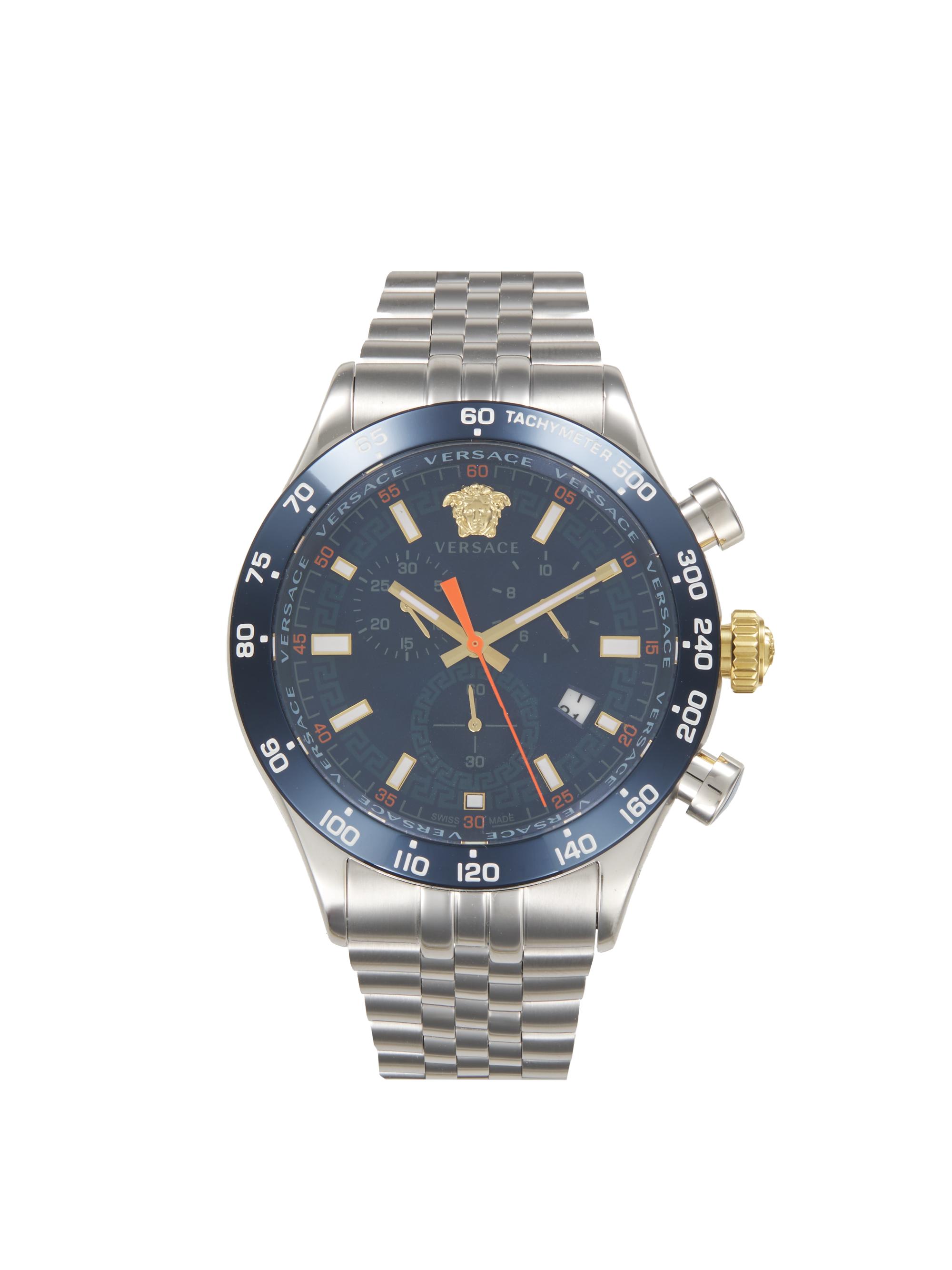 Click here for Versace Mens Hellenyium Silver Stainless Steel Bra... prices