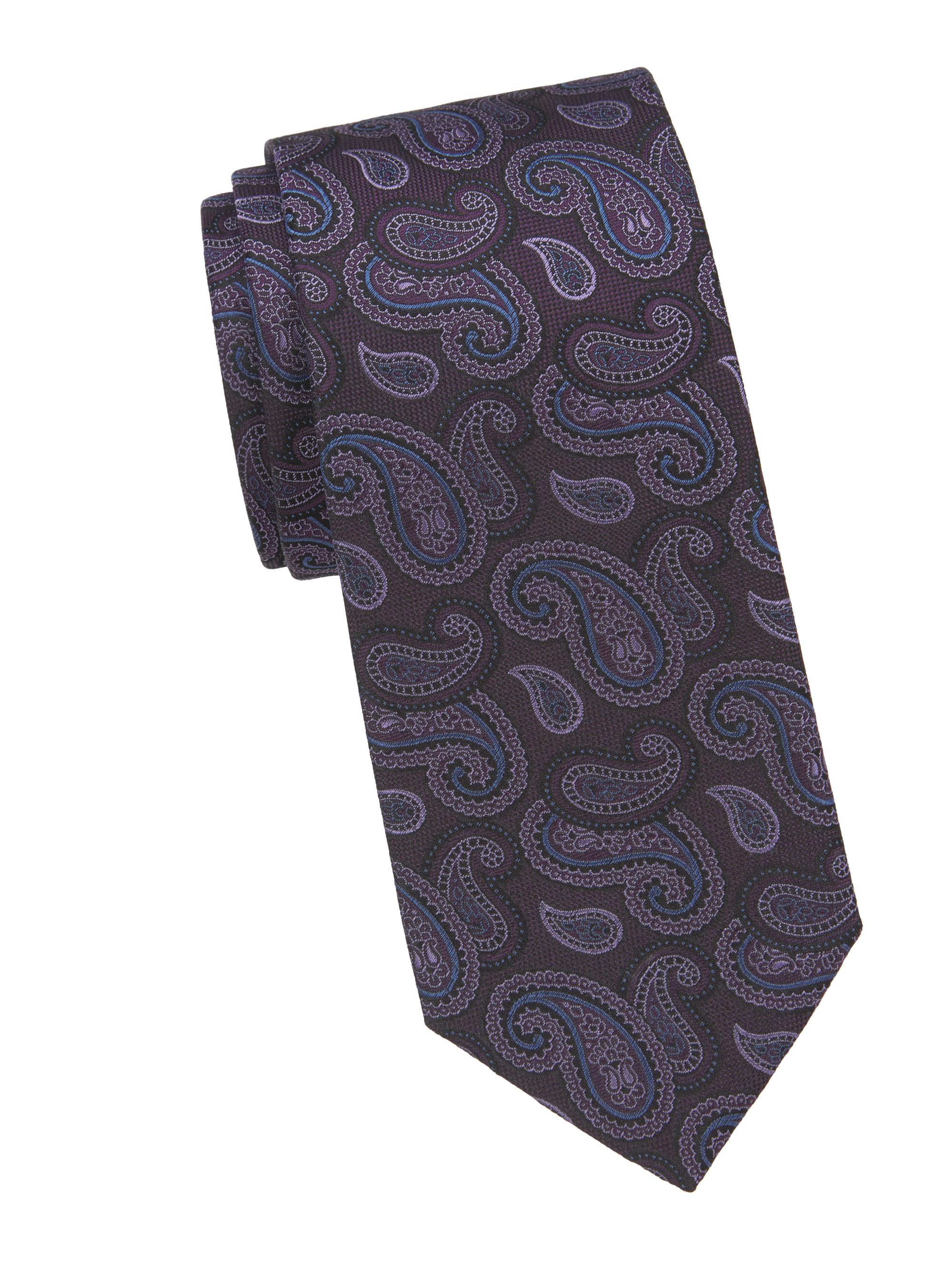 Click here for Canali Mens Paisley Silk Tie - Purple Blue prices