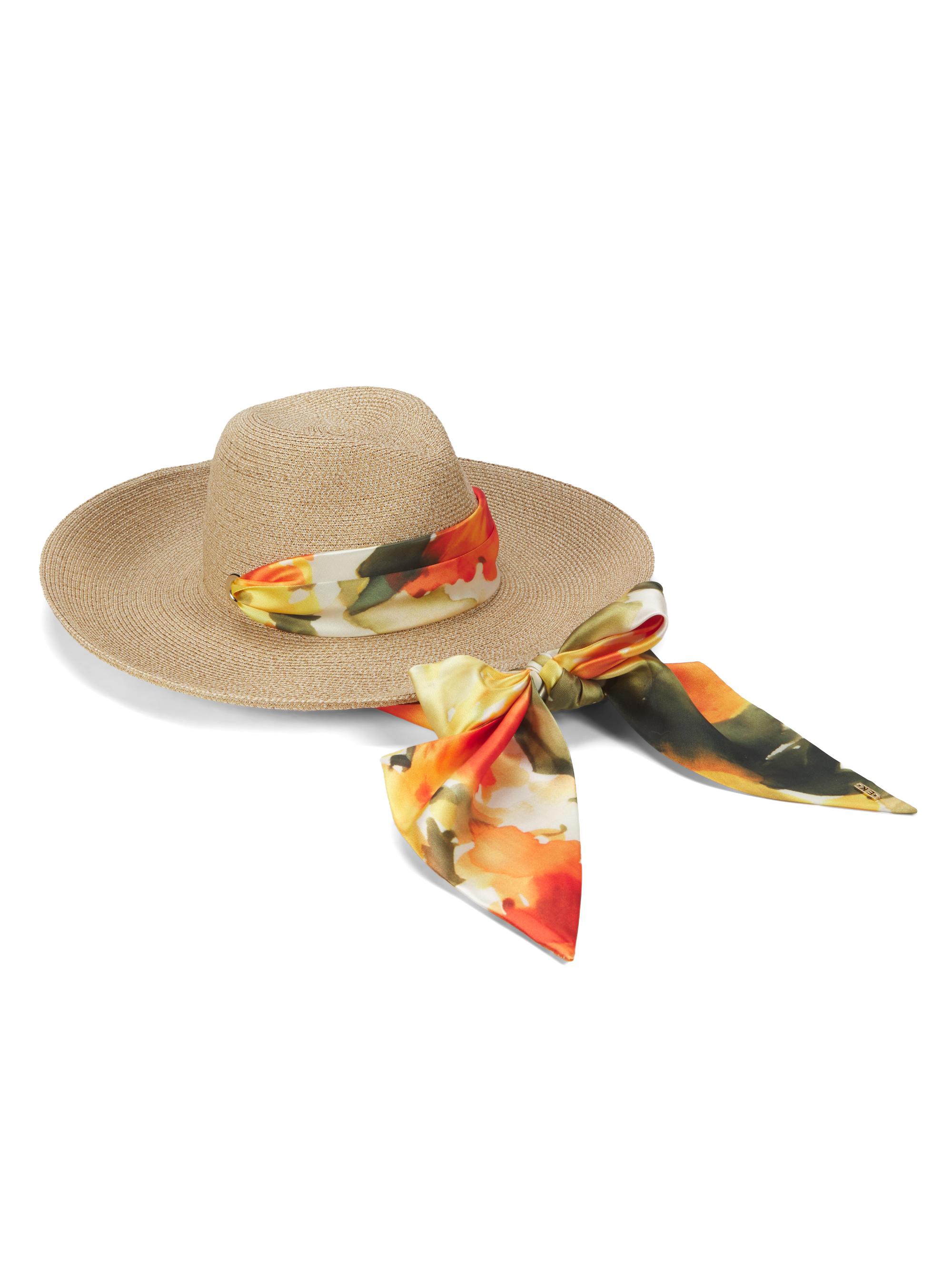 Click here for Eugenia Kim Womens Cassidy Scarf-Trim Straw Hat -... prices