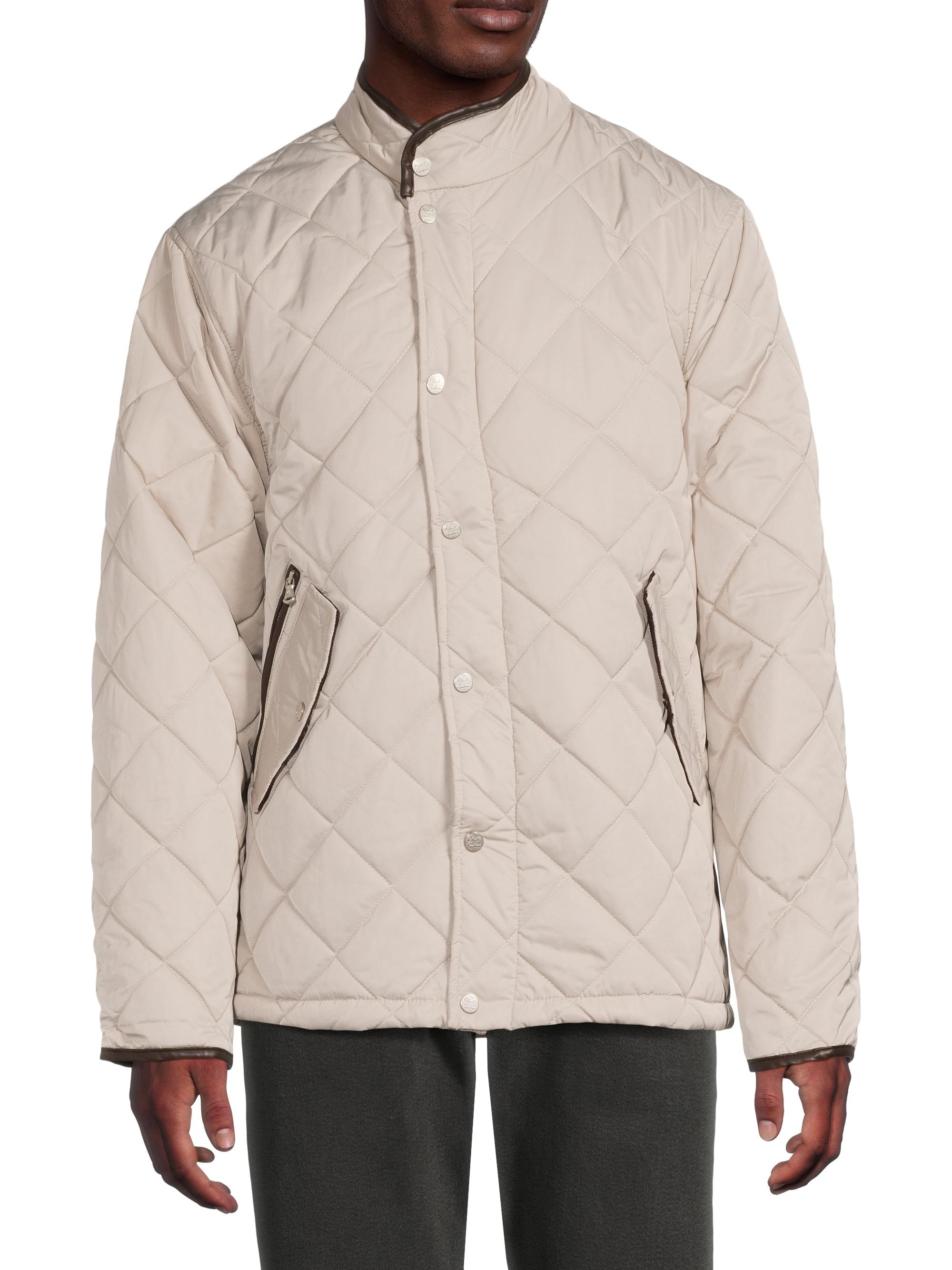 Robert Graham Mens Quilted Field Jacket - Stone - Size M