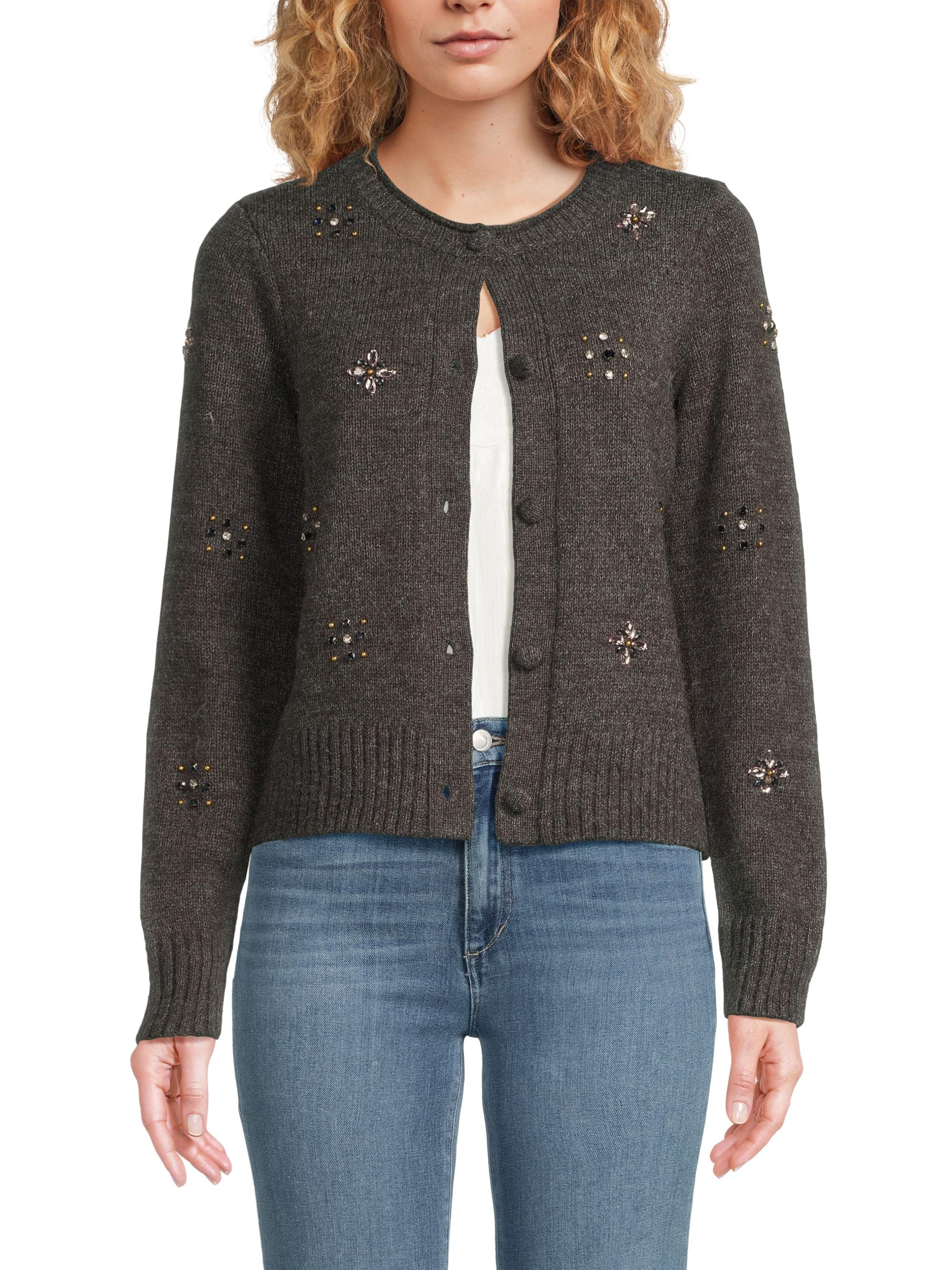 Click here for Design 365 Womens Embellished Button-Front Cardiga... prices