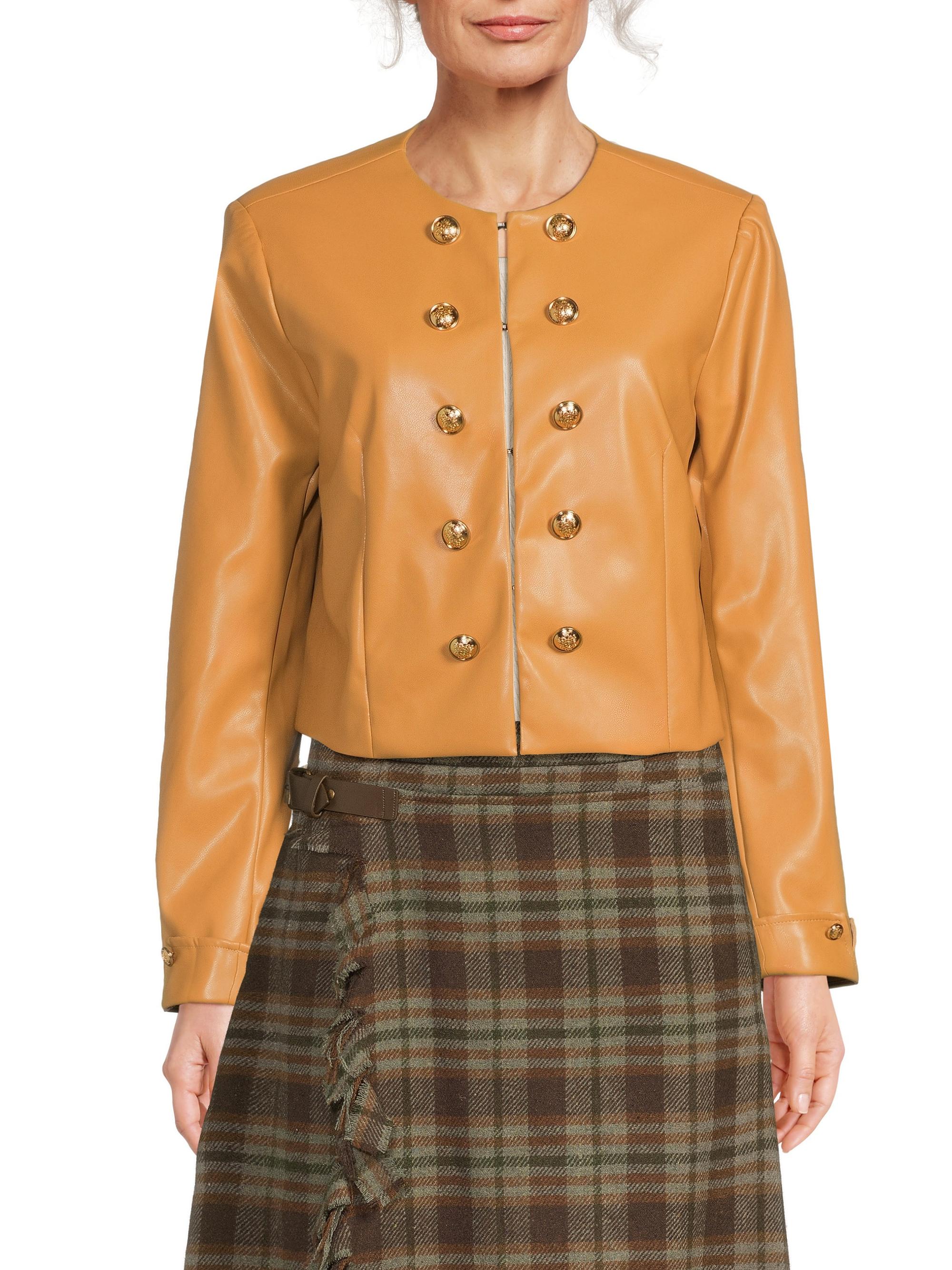 Click here for Wdny Womens Button-Accented Faux Leather Jacket -... prices