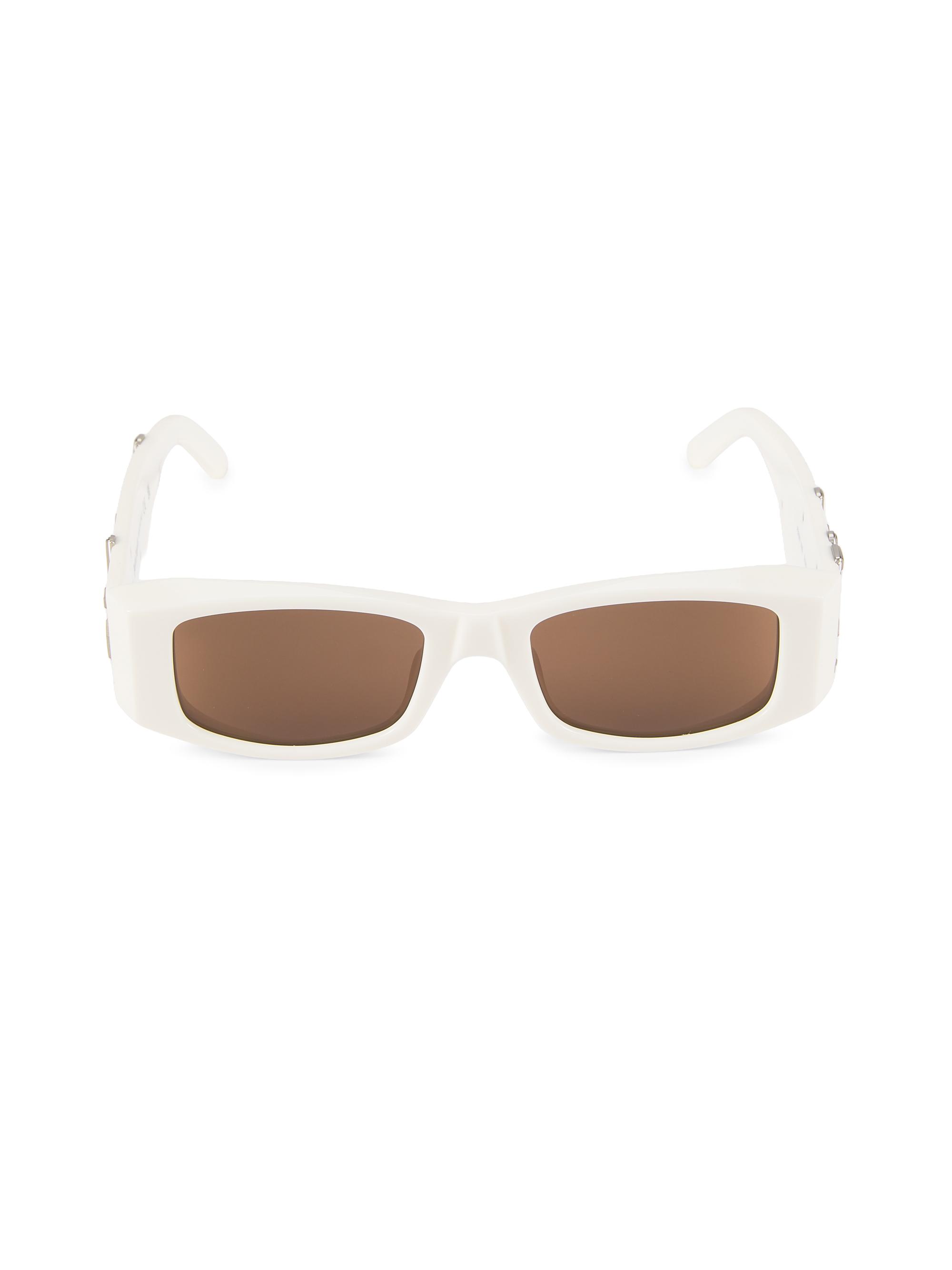Palm Angels Womens Angel 51MM Rectangular Sunglasses - White Brown
