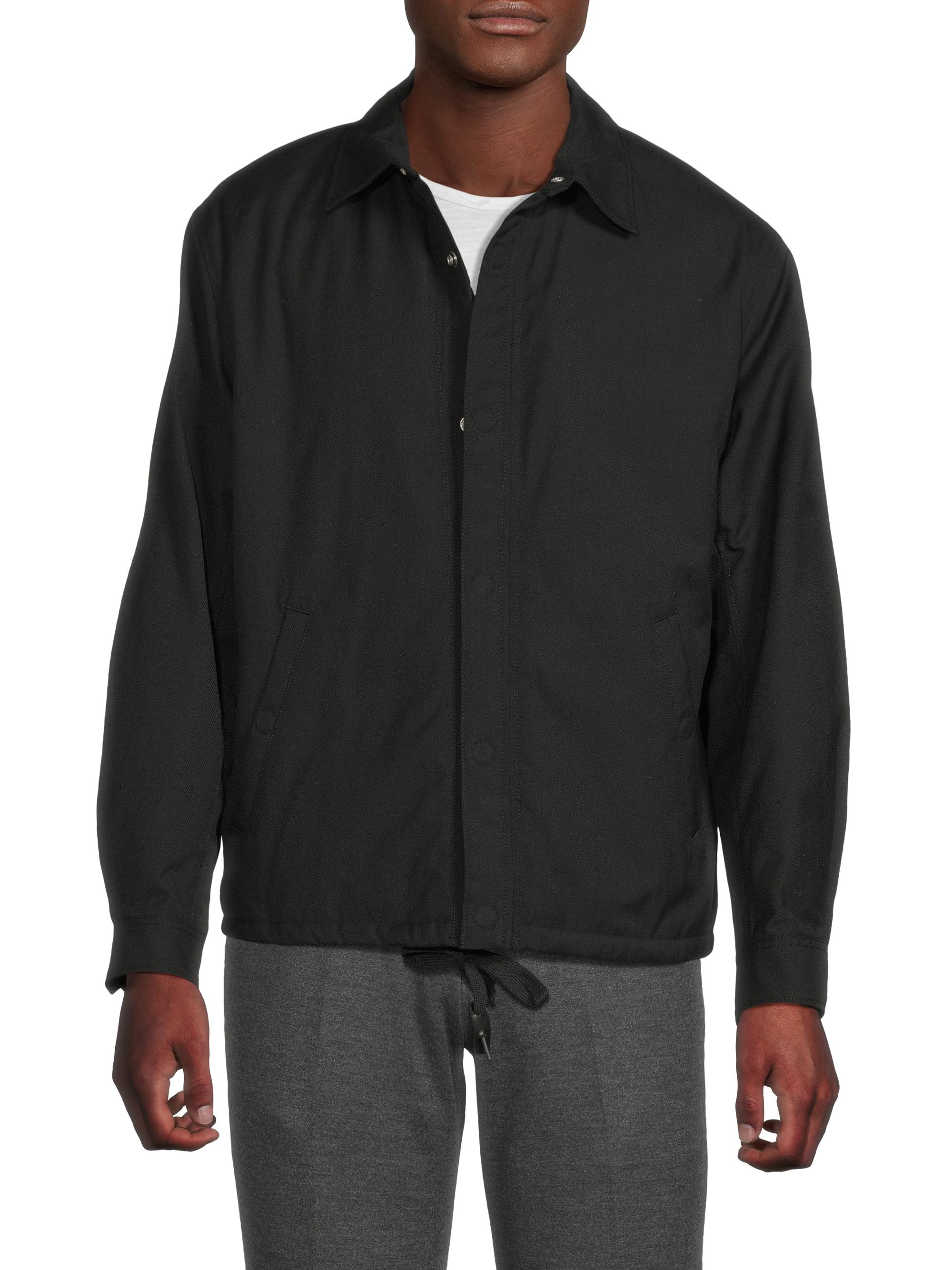 Click here for Theory Mens Cotton-Blend Snap-Front Jacket - Black... prices