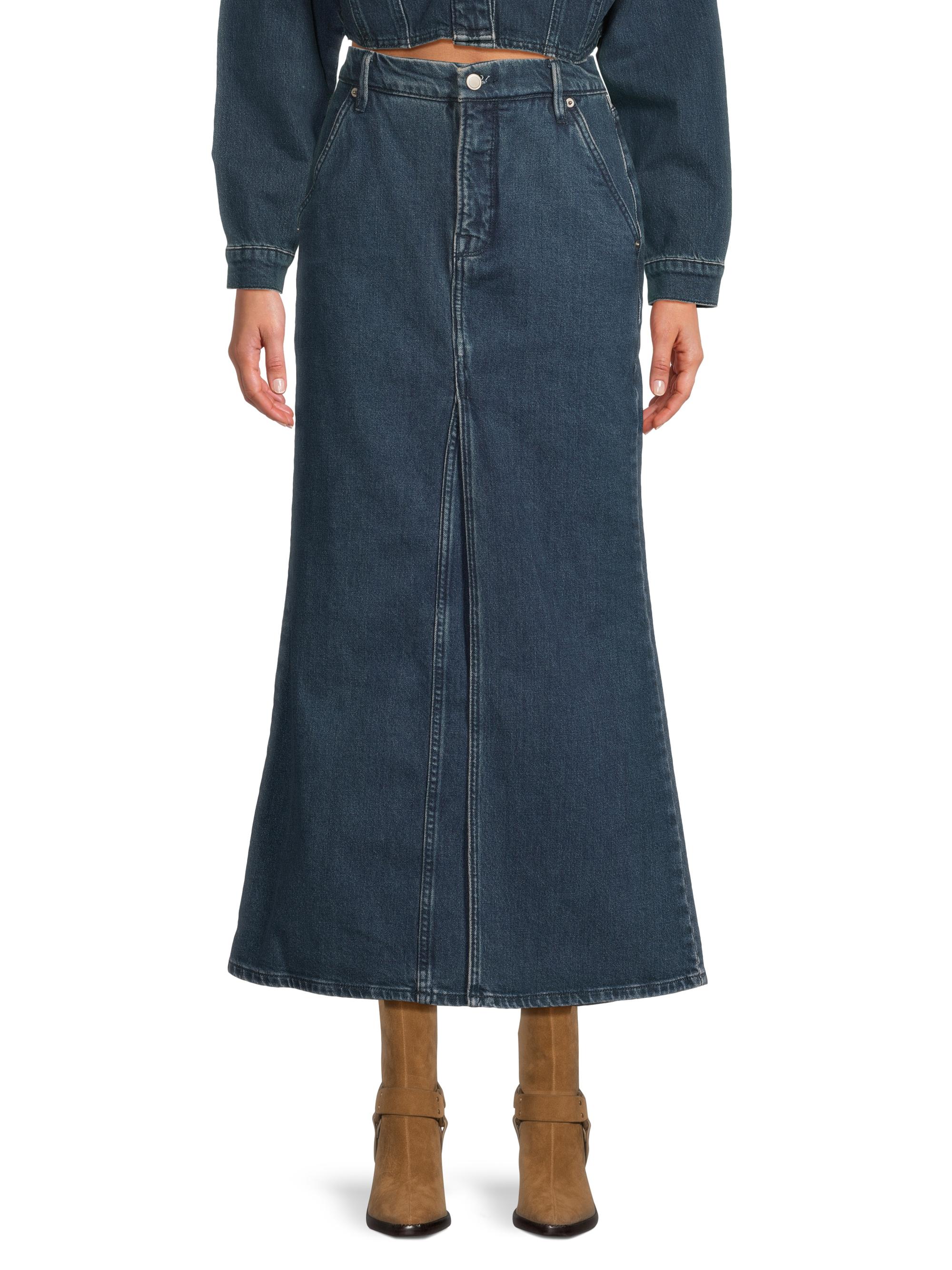 Click here for Good American Womens Denim A-Line Maxi-Skirt - Dar... prices