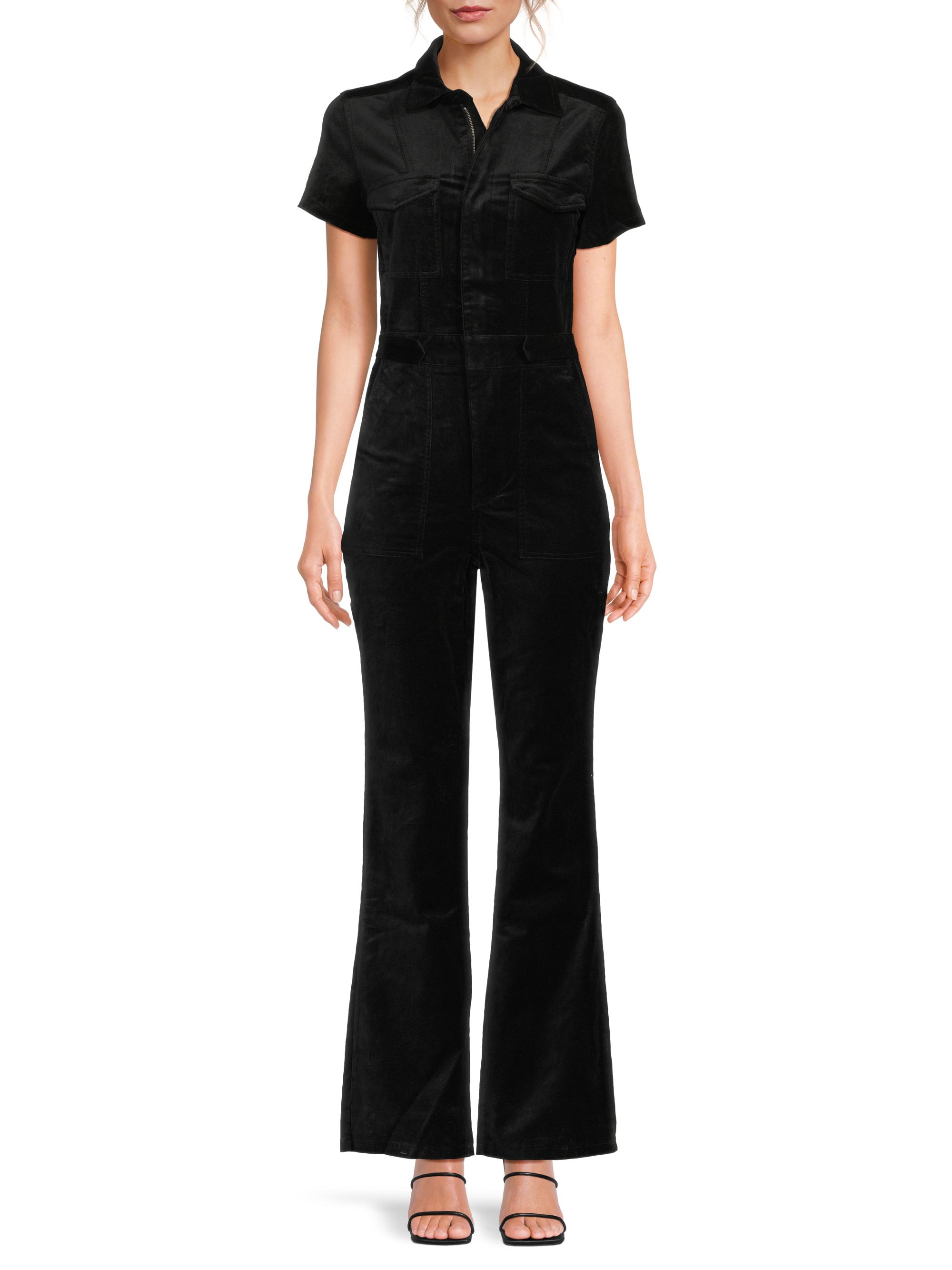 Click here for Good American Womens Velvet Short-Sleeve Flare-Leg... prices