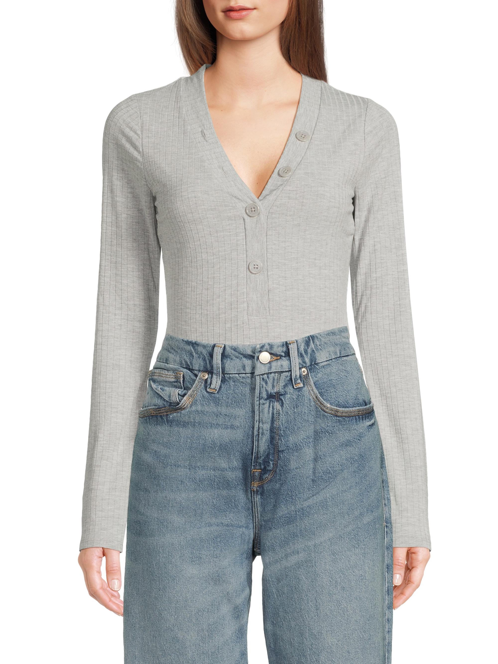 Click here for Good American Womens Ribbed Henley Bodysuit - Heat... prices