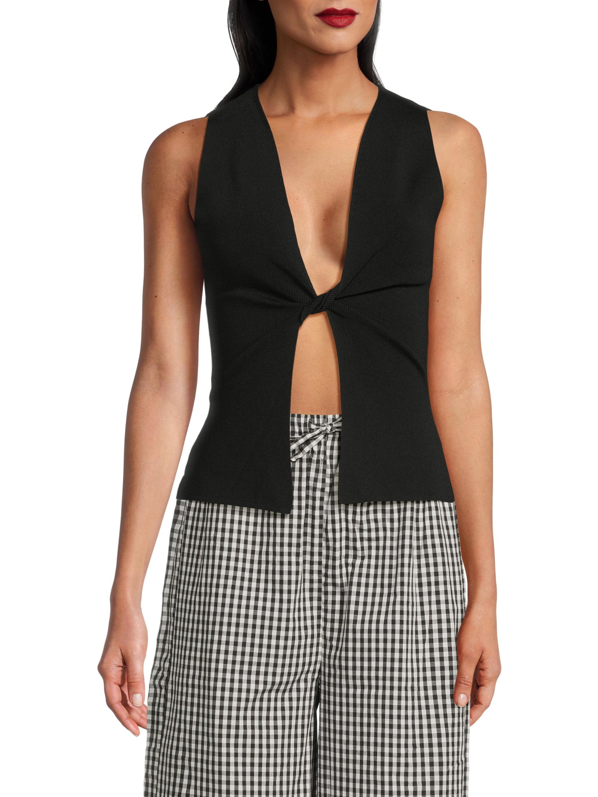 Click here for Weworewhat Womens Twist-Front Top - Black - Size S prices