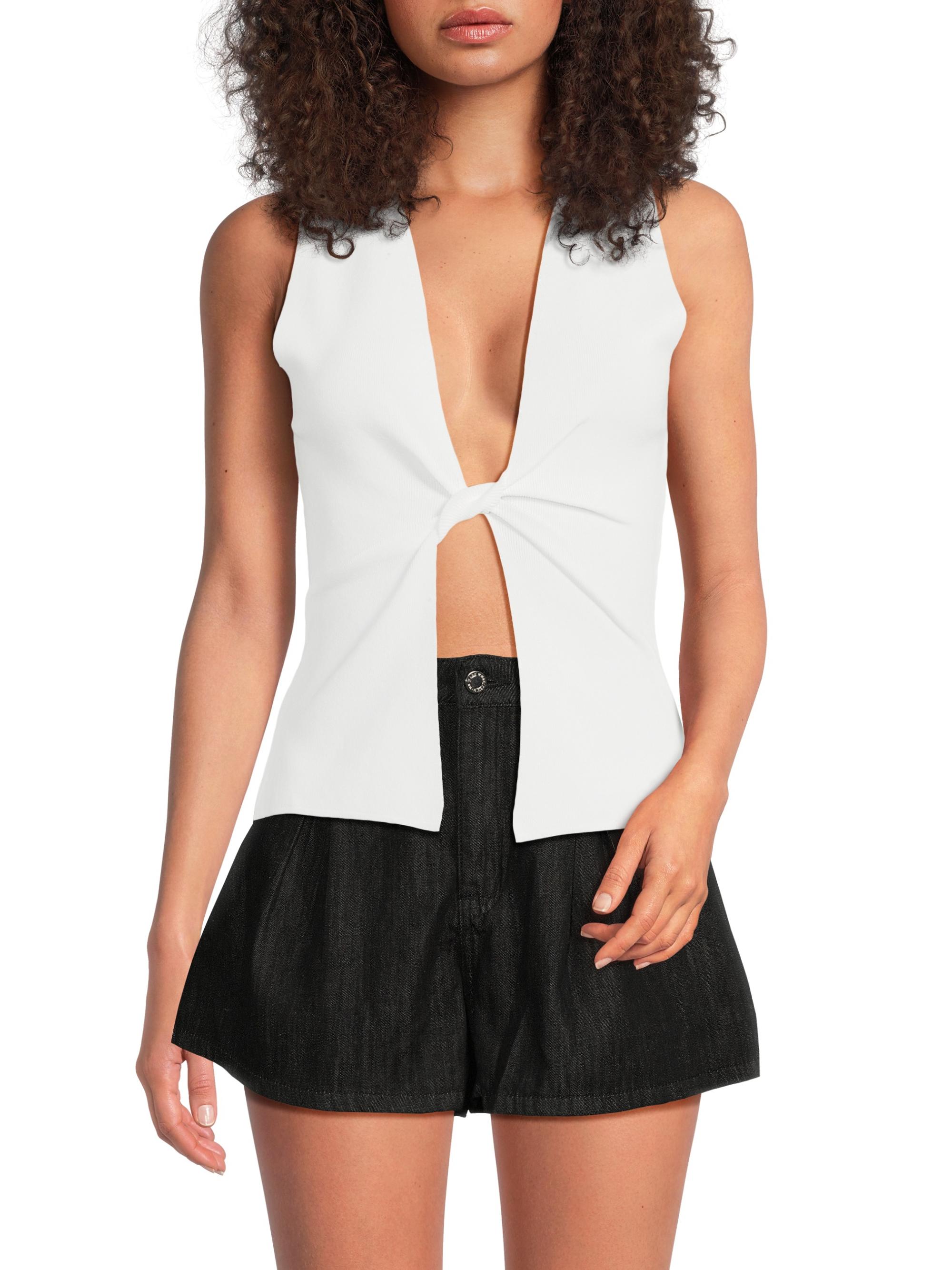 Click here for Weworewhat Womens Twist-Front Top - White - Size M prices