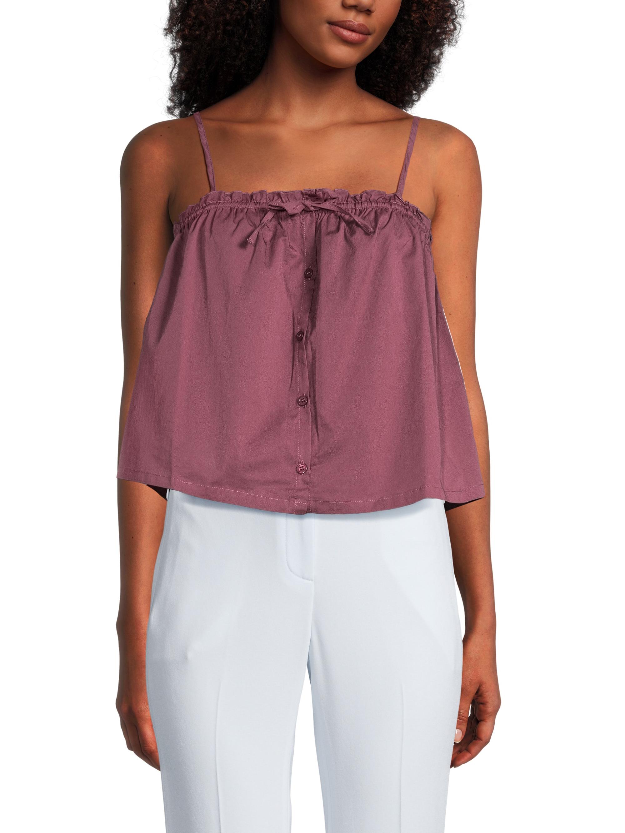 Click here for Weworewhat Womens Button-Up Boxy Tank - Plum White... prices