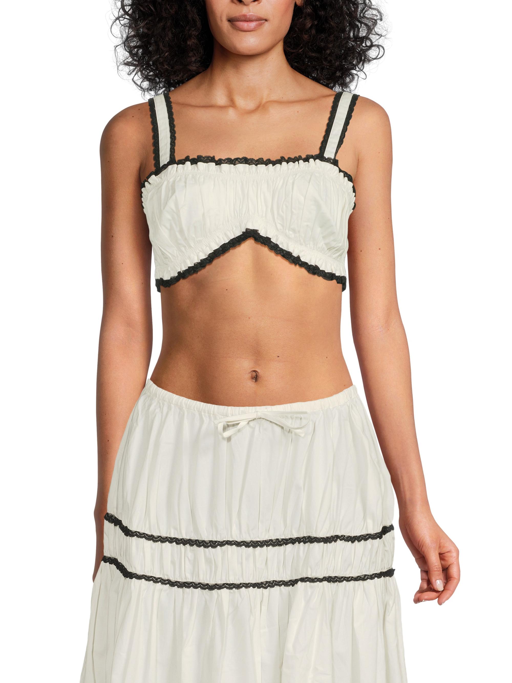 Click here for Weworewhat Womens Ruched Crop Top - White - Size S prices