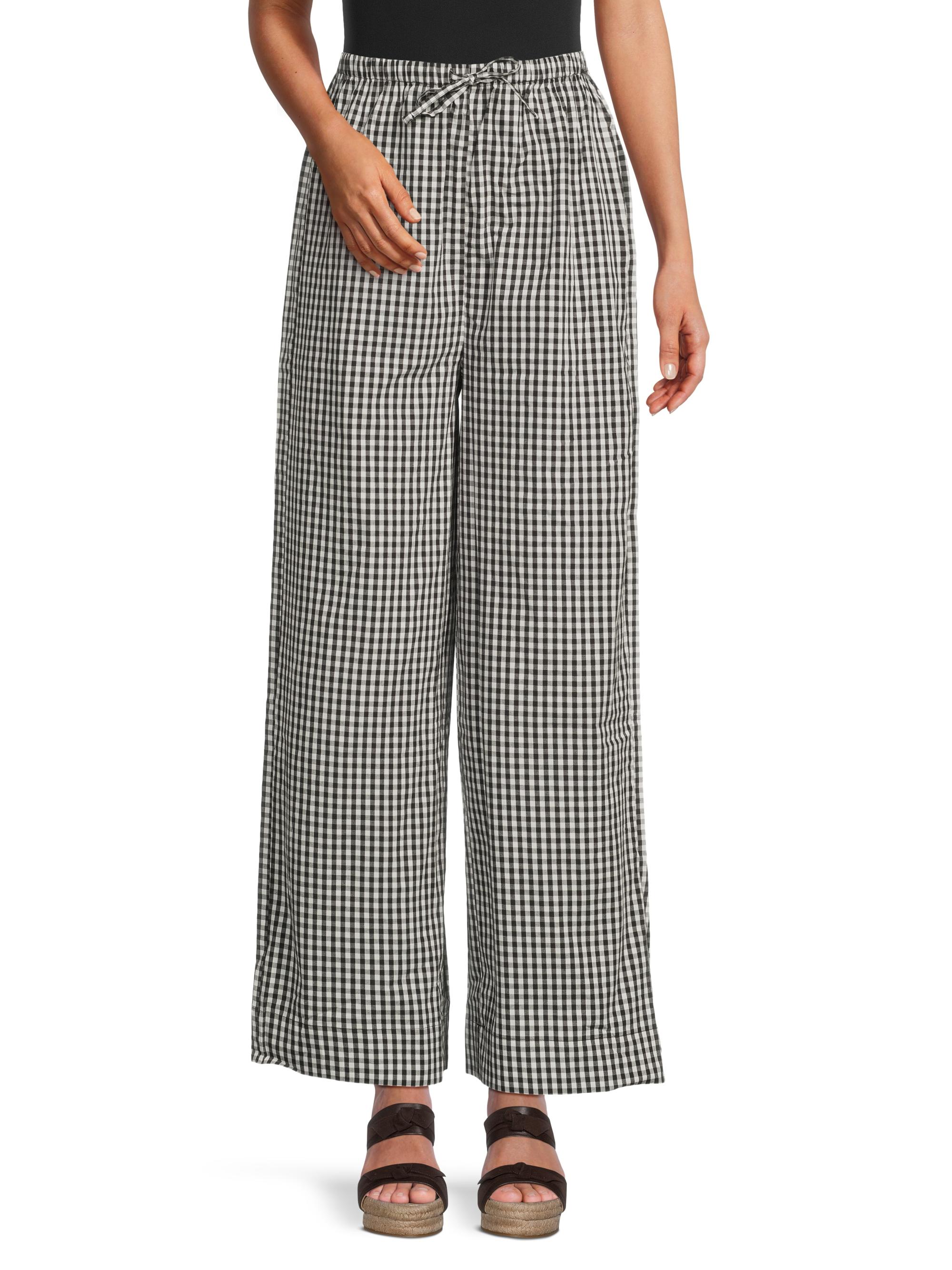 Click here for Weworewhat Womens Checked Stretch-Cotton Pants - B... prices