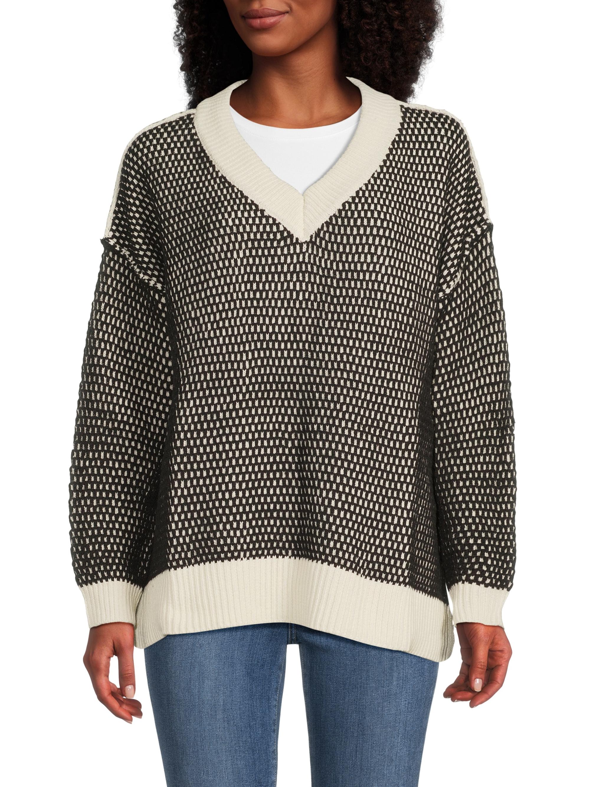 Click here for Vintage Havana Womens Honeycomb Knit V-Neck Sweate... prices