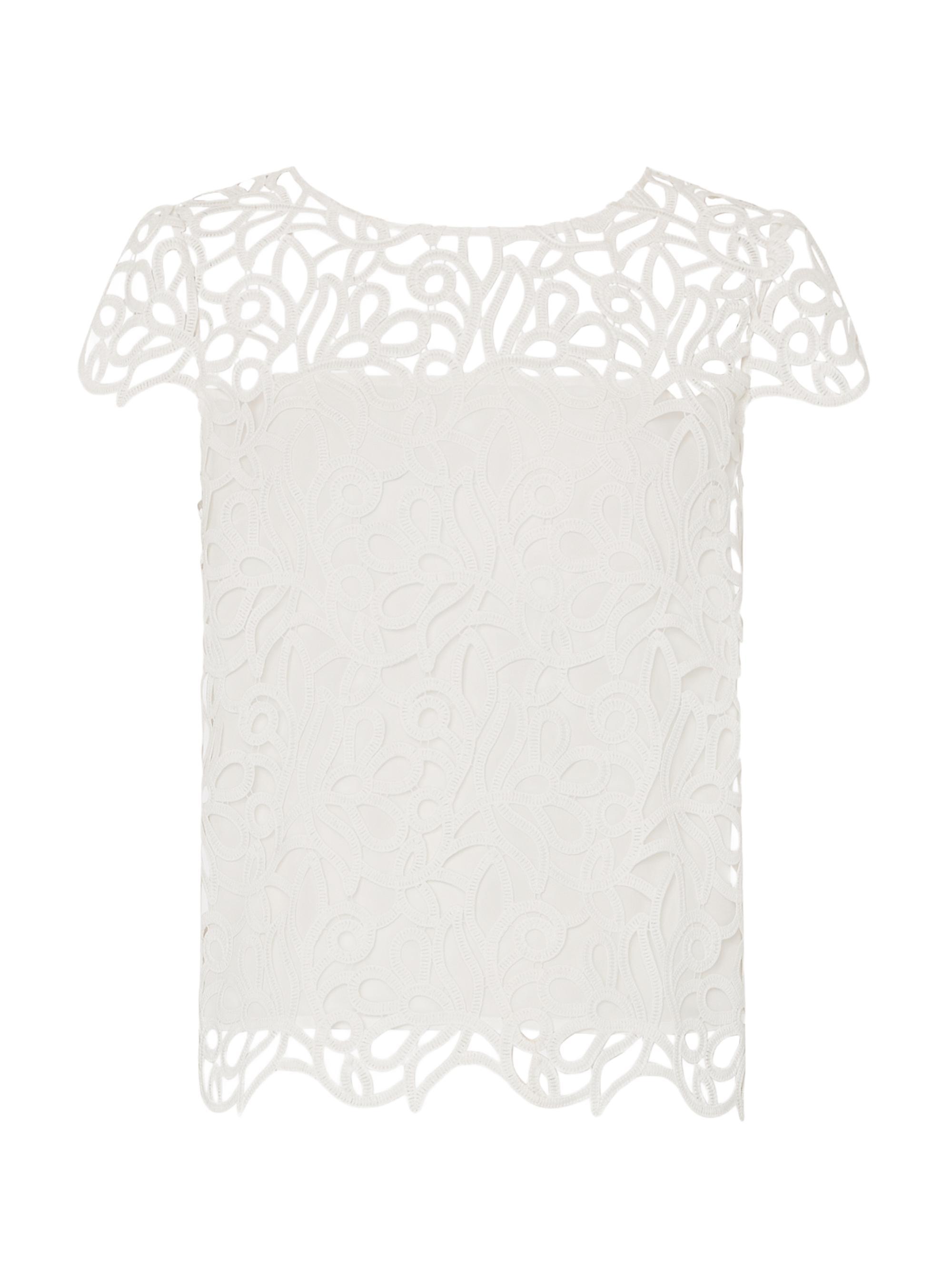 Click here for Milly Womens Baby Curled Lace Top - White - Size M prices