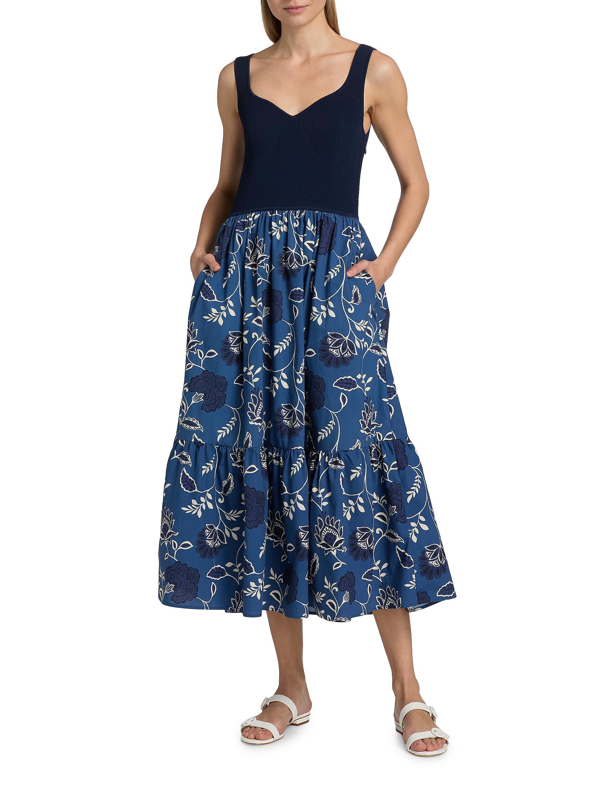 Click here for Tanya Taylor Womens Josephina Floral Cotton Midi-D... prices